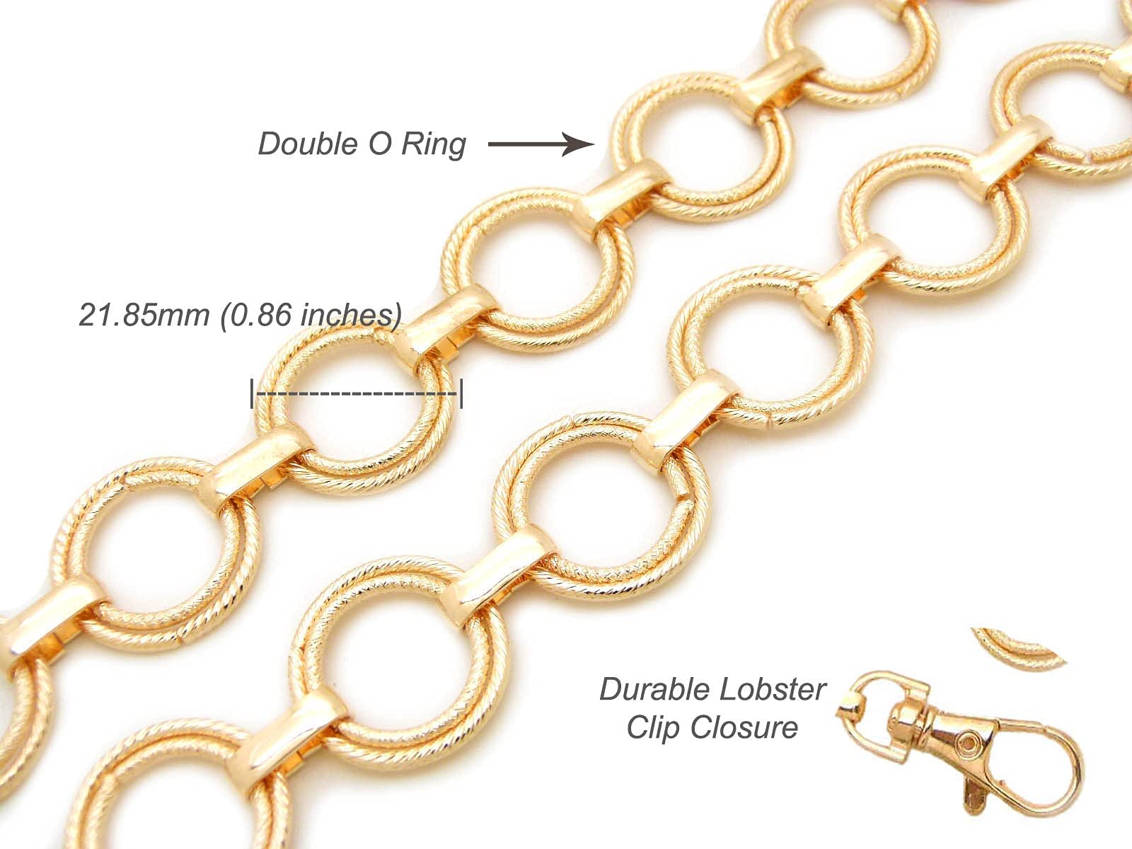 Women's Polished O- Ring All Over Links Metal Link Chain Waist Fashion Belt (Silver)