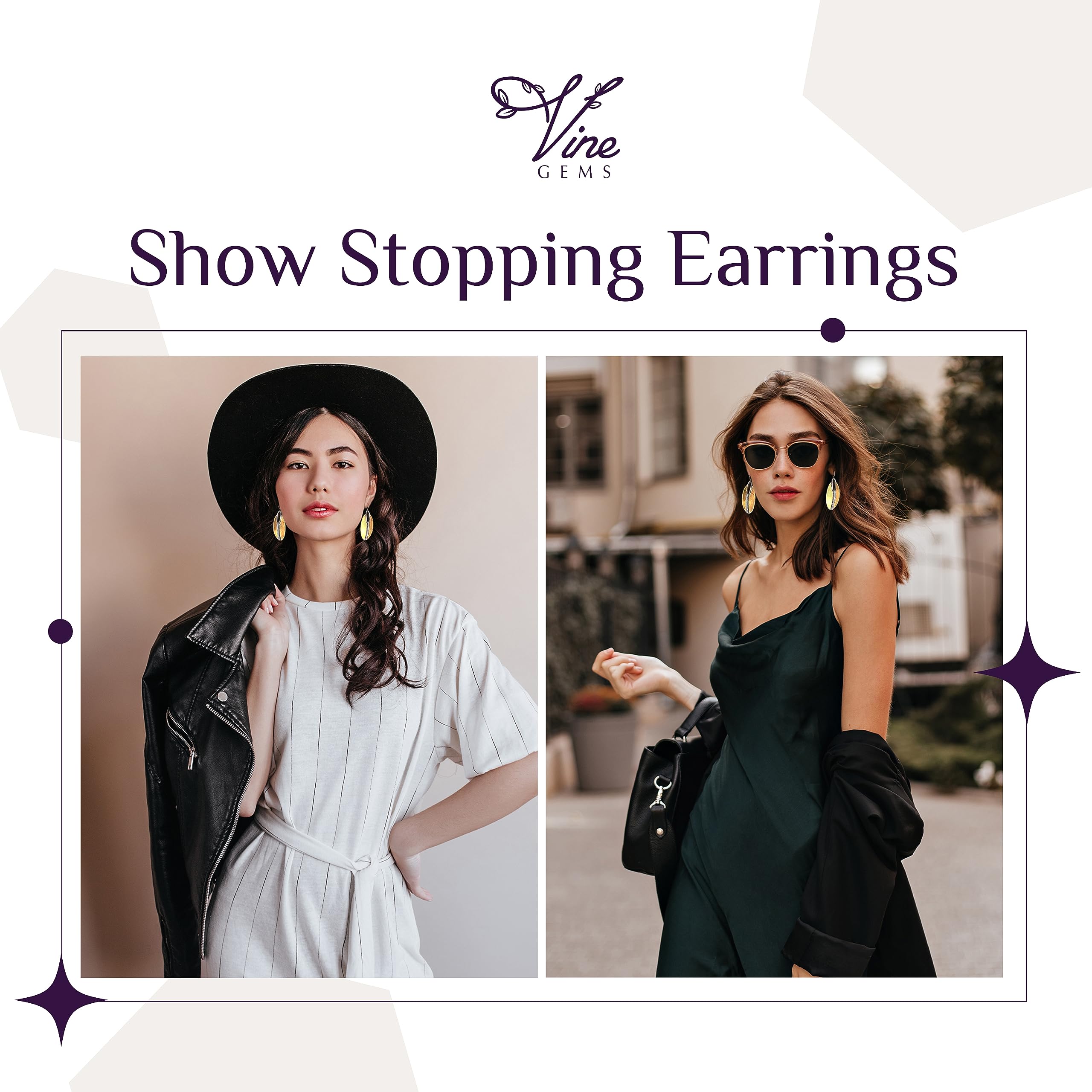 Vine Gems Boho Earrings for Women - Ethnic-Style Metallic Jewellery - Silver