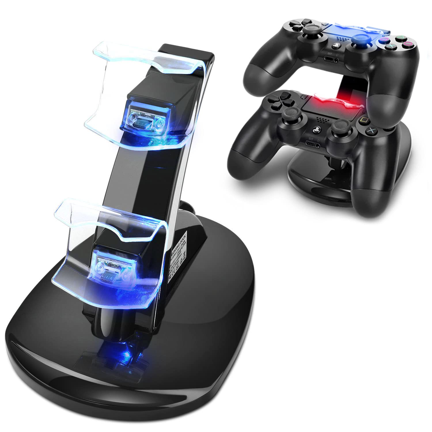 TNP PS4 Controller Charger - Dual Charging Station for Playstation 4 Controller Charger with LED Indicator and IC Protection - Fast Dual USB Dualshock 4 Charger Stand