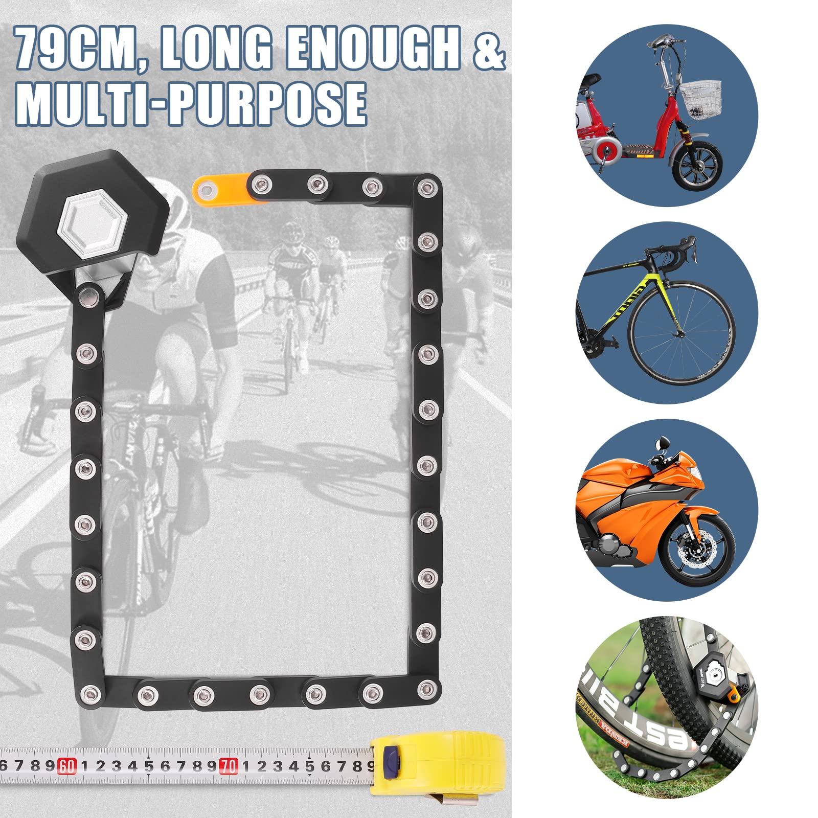 West Biking Folding Bike Lock - Compact Bicycle Lock with 3 Keys, Lightweight Bicycle Foldable Lock with Mounting Bracket, Bike Lock with Anti-Theft Alloy Steel