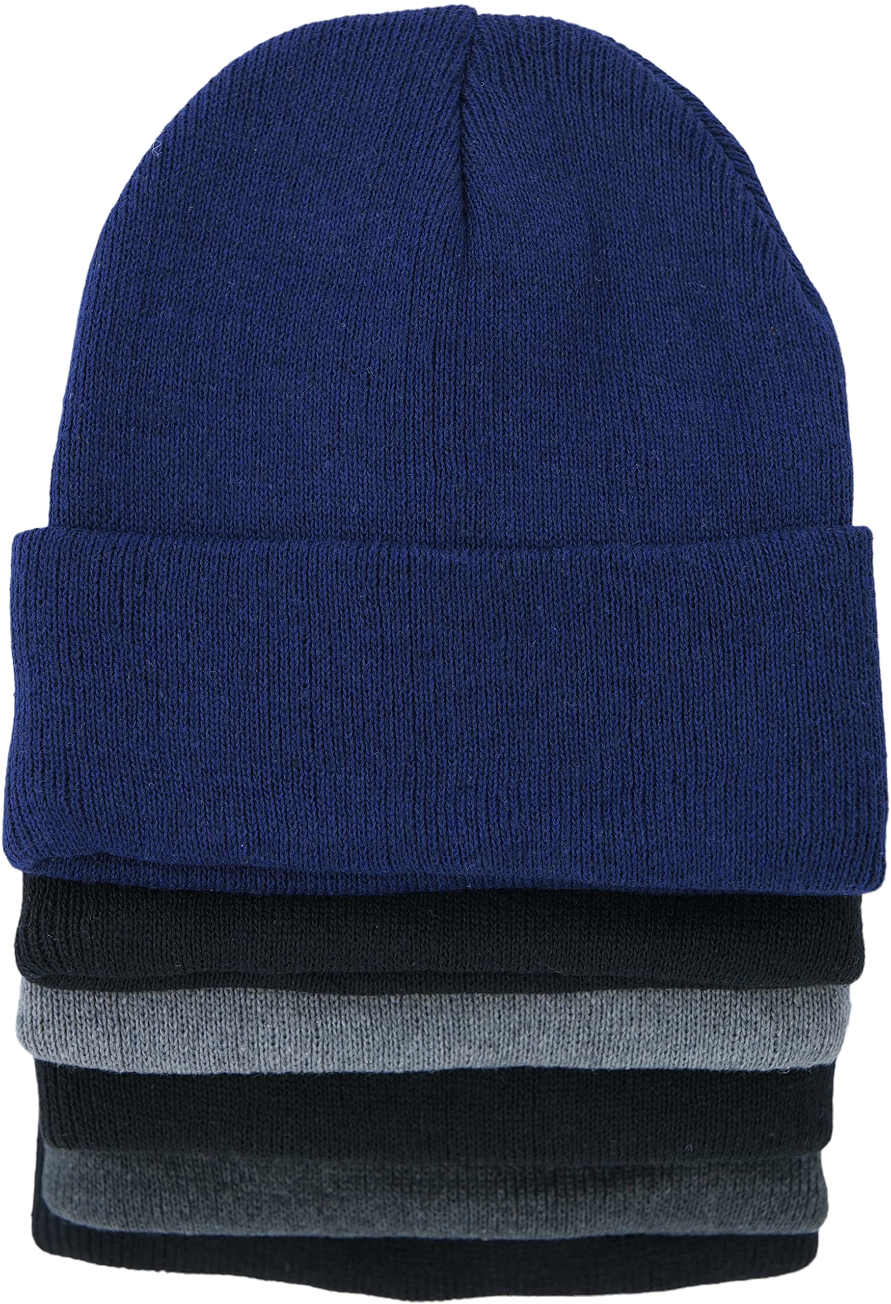ToBeInStyle Men’s Pack of 6 Double Layered Winter Warm Basic Beanies - Assorted Colors