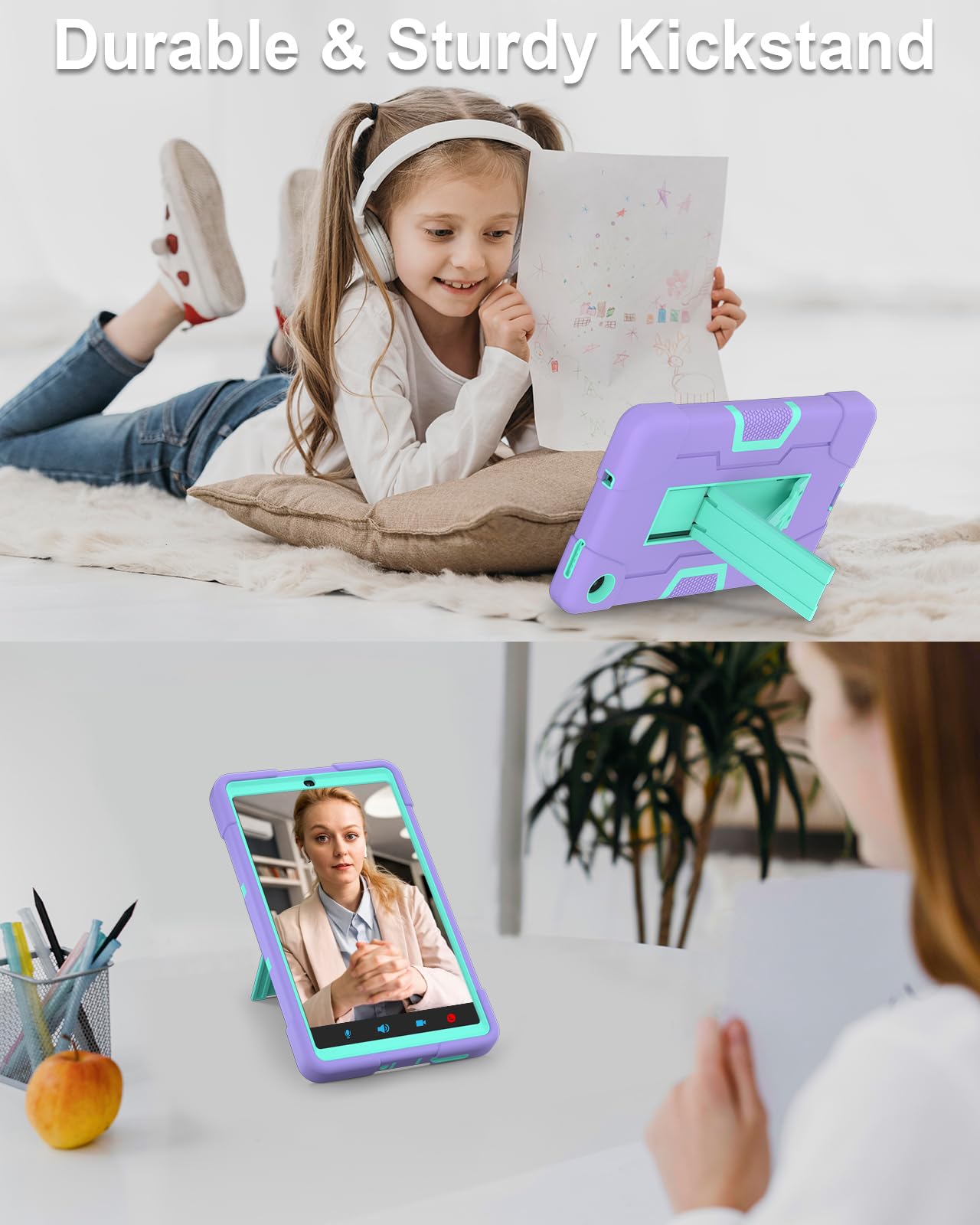 WESOROL Lenovo Tab M8 4th Gen Case 2023 Release,Kids Friendly Lenovo M8 Tablet 4th Case with Kickstand,Heavy Duty Protective Cover for Lenovo Tab M8 4th Gen Case 8.0 Inch (TB300FU/TB300FX) - Purple