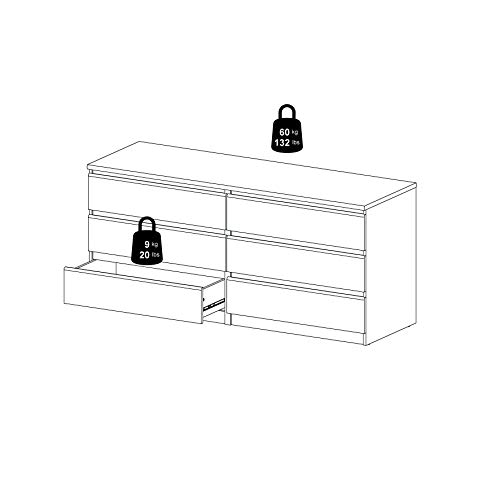 Tvilum Scottsdale 6 Drawer Double Dresser, Truffle