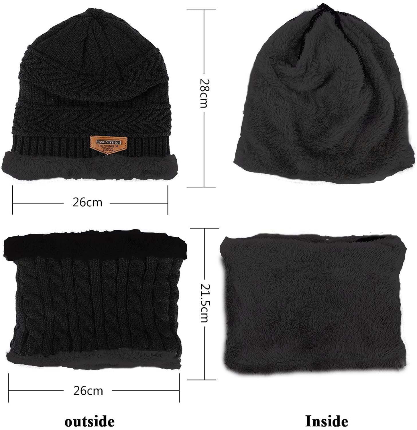 Winter Hat Scarf and Gloves Set, Winter Warm Knit Beanie Hat, Soft Comfortable Fleece Lined Winter Hat & Scarf for Men Women