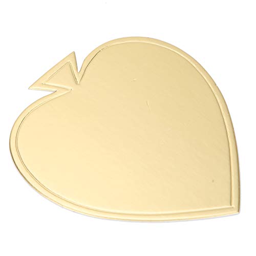 Yosoo Cake Base Board, 100PCS Heart-Shaped Mini Cake Boards Mousse Cardboard Cupcake Base Dessert Display Tray(Gold)