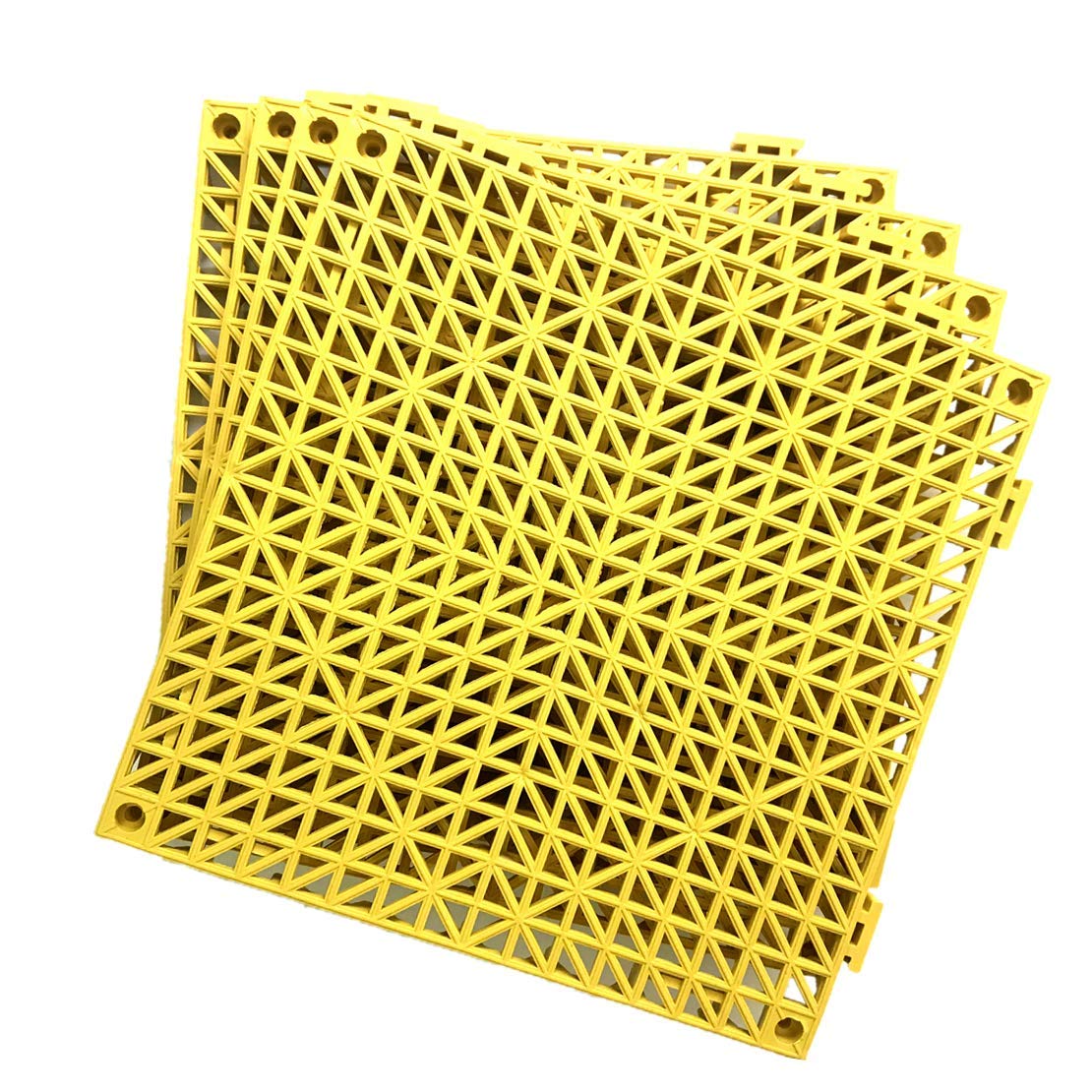 4pcs Modular Interlocking Cushion 11.5" x 11.5" Floor Tile Mat Mats Drain Pool Shower Home Indoor/Outdoor (Yellow)