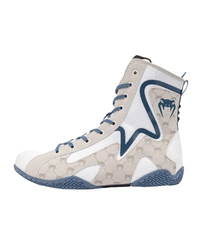 Venum Elite Evo Monogram Boxing Shoes - White/Blue