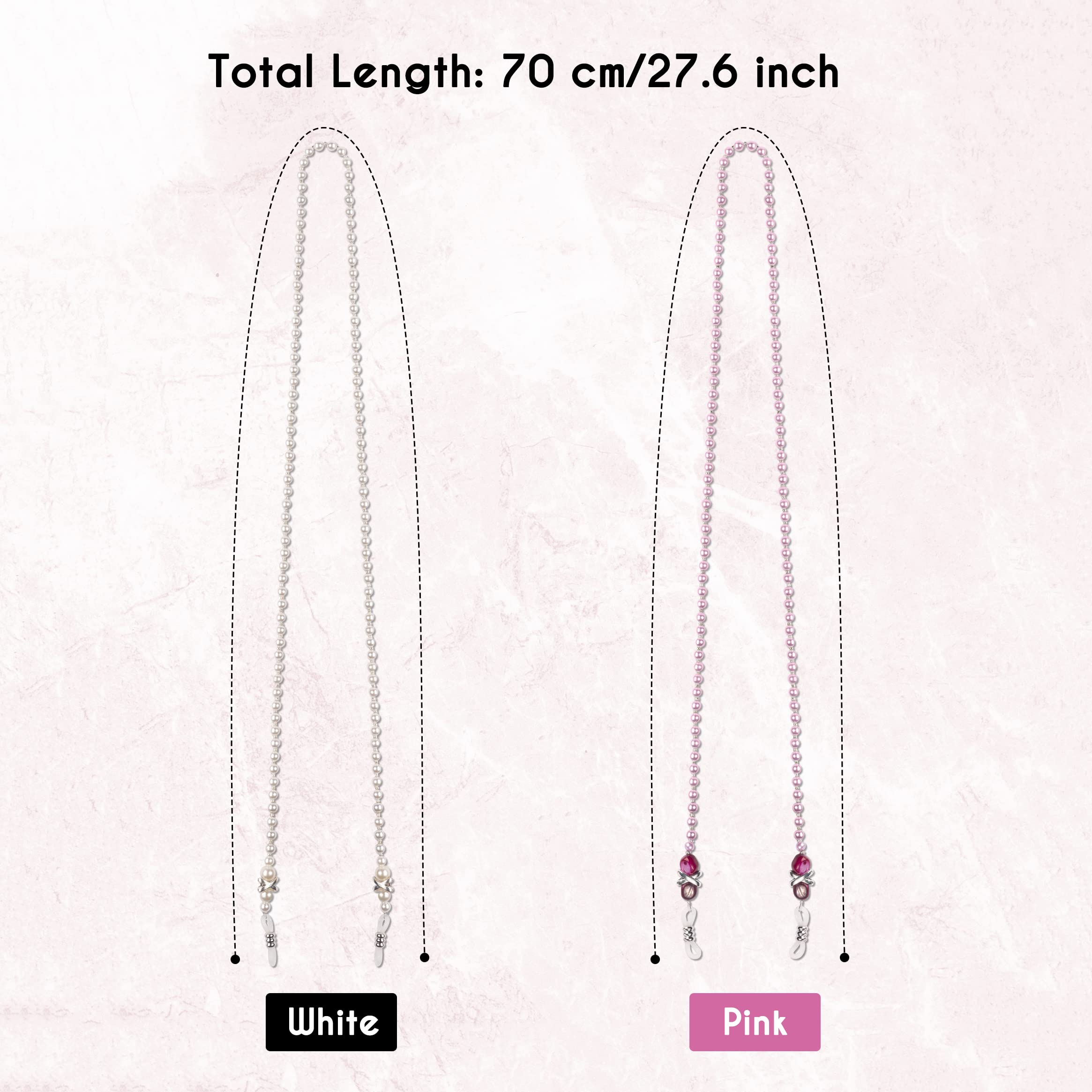TXIN Pearl Beaded Eyeglass Chain Holder, Elegant Sunglasses Reading Glasses Cord Neck Strap Rope Holder for Women Girls (White)
