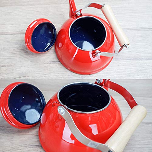 ZNZN Enamel Kettle Thickened Red Kettle Retro Stovetop Induction Cooker Natural Gas Home Restaurant Teapot (1.4L, 47.3OZ) Multifunctional Water Kettle