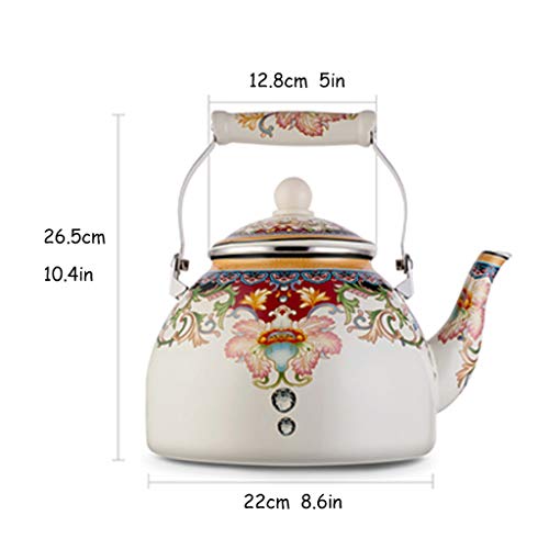 ZNZN Stovetop Kettle Enamel Kettle Outdoor Camping Kettle Enamel Coated Steel Exquisite and Simple Pattern Design (5L, 169OZ) Multifunctional Water Kettle