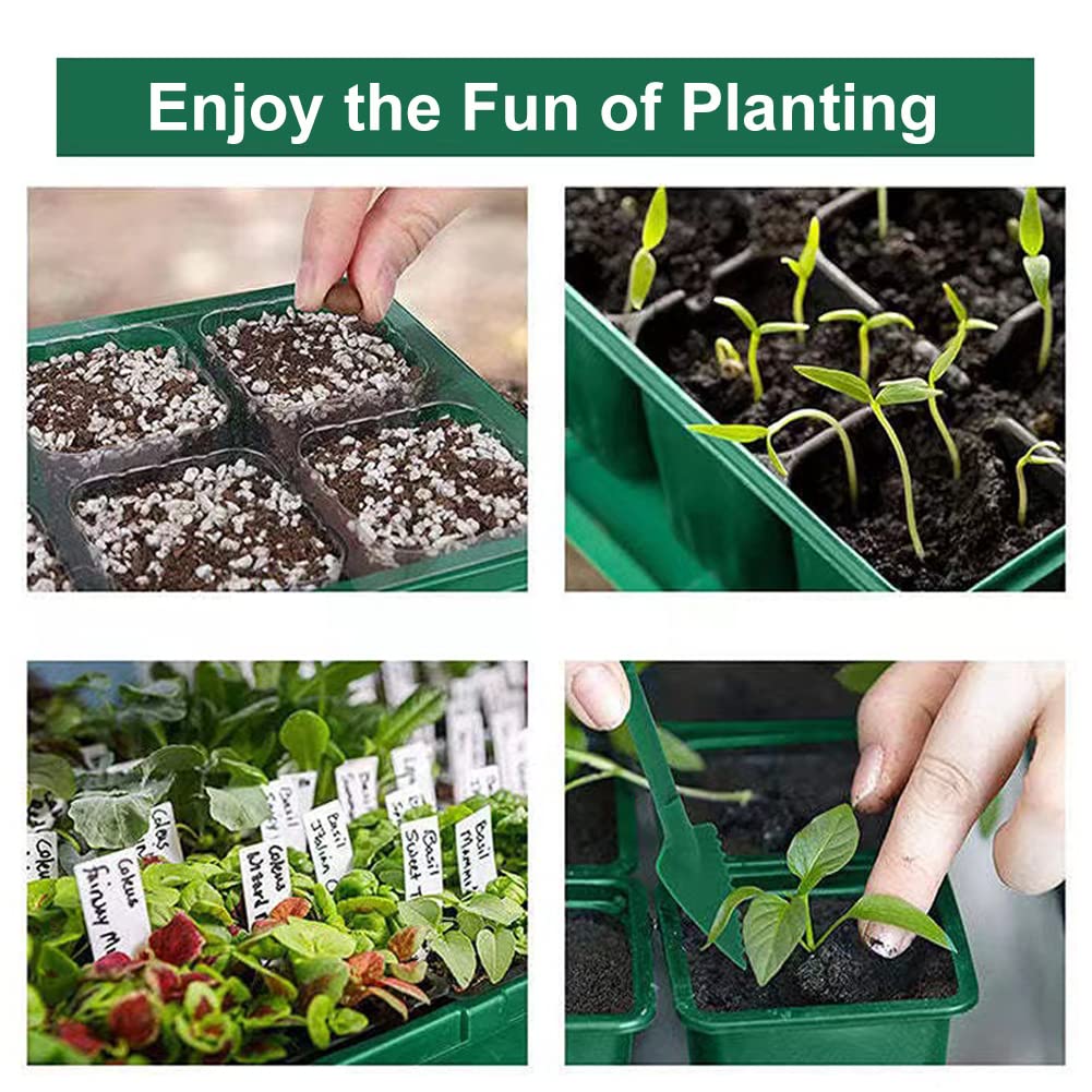 YOOAEFRTY Seed Starter Tray with Grow Light, 3-Pack Seed Starter Kit Indoor Gardening Plant Germination Set with Humidity Dome and Base for Seeds Growing Starting (12 Cells per Tray)