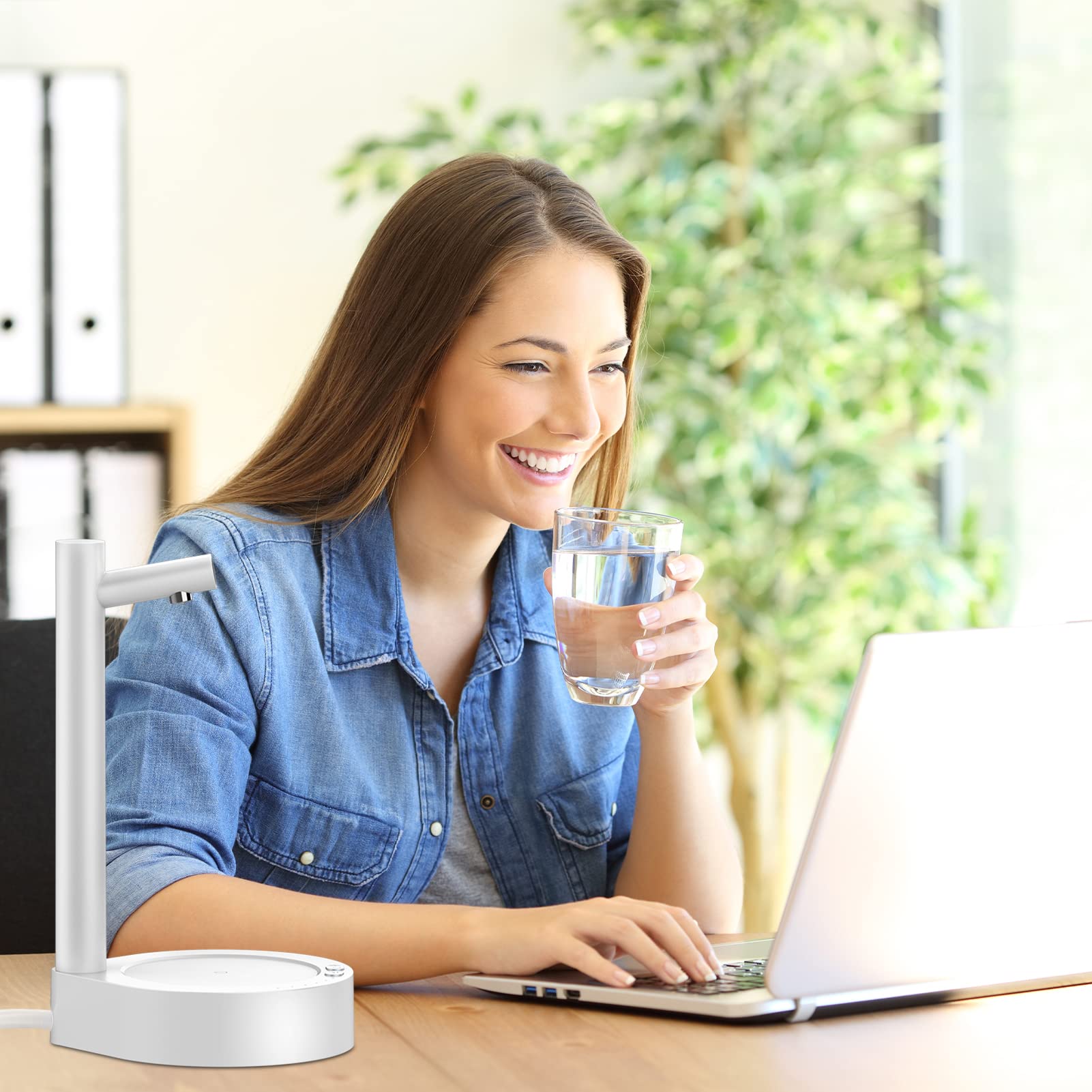 Water Dispenser Countertop for 5 Gallon Bottle, Smart Table Top Water Dispenser with 7 Levels Pumping, Bedside Water Dispenser, Rechargeable Portable Mini Desktop Water Pump with Cap