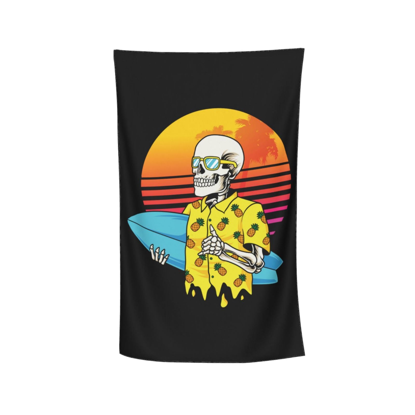 Zahika Summer Skull Surfing Beach Towel Absorbent Bathroom Towels Beach Towels Oversized Super β32x52 Inch