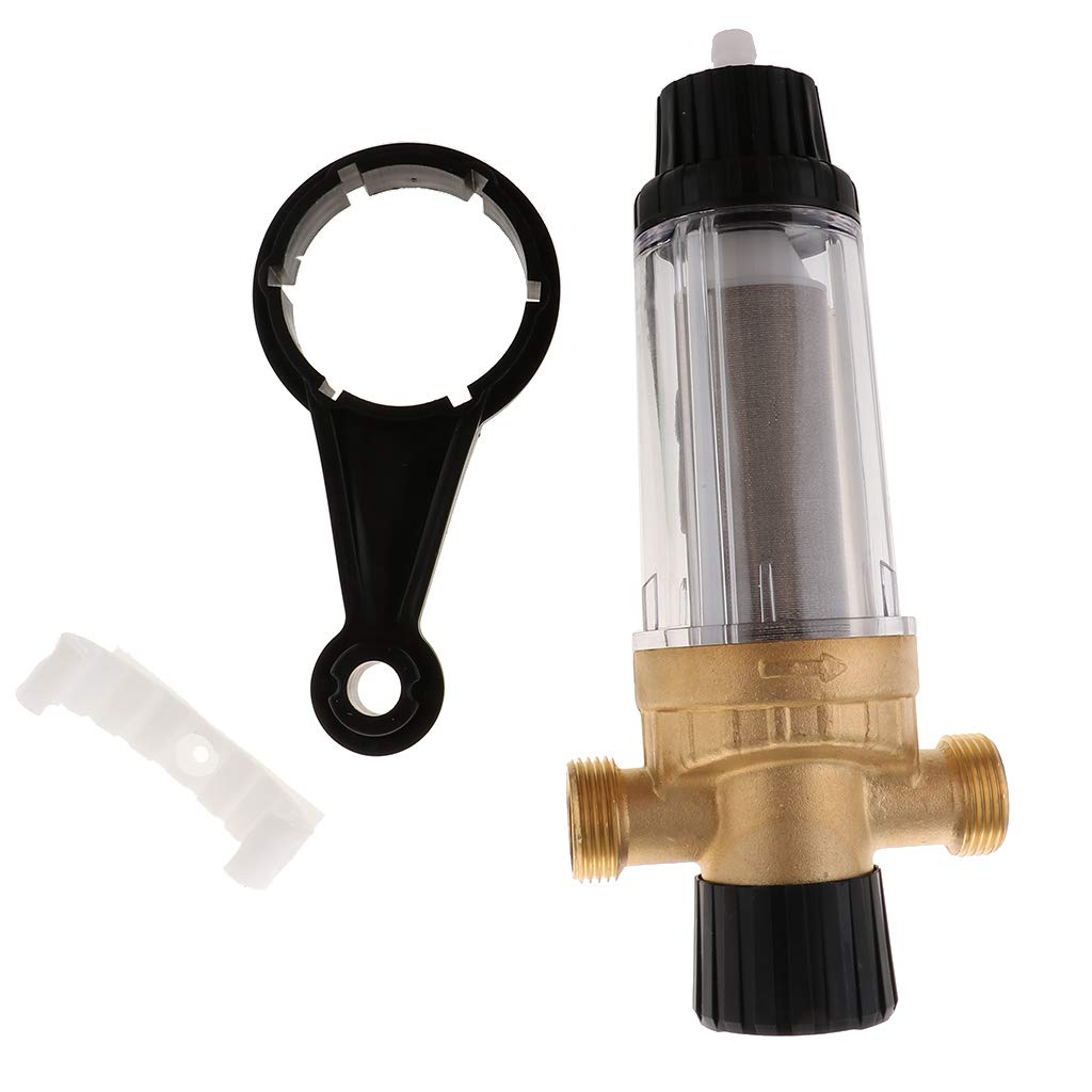 Water Prefilter System, Stainless Steel Brass Whole House Spin Down Pre-Filter to Remove Sediment, Rust, Sand, Well Water Sediment Pipe Filter - 0.75inch