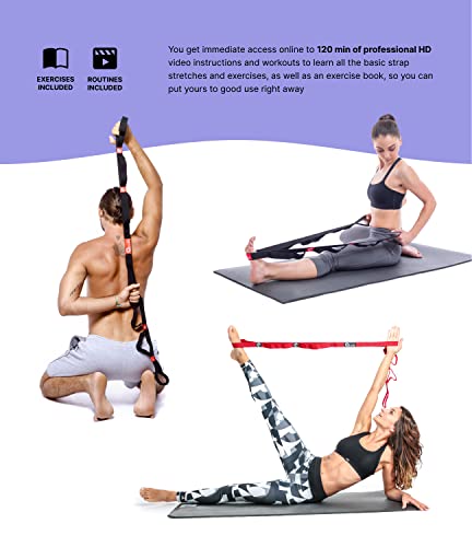YOGA EVO Exercise Band with Loops for Physical Therapy Yoga, Exercise and Flexibility Elastic Fitness Stretch Band + Exercise Instructions & Carry Bag