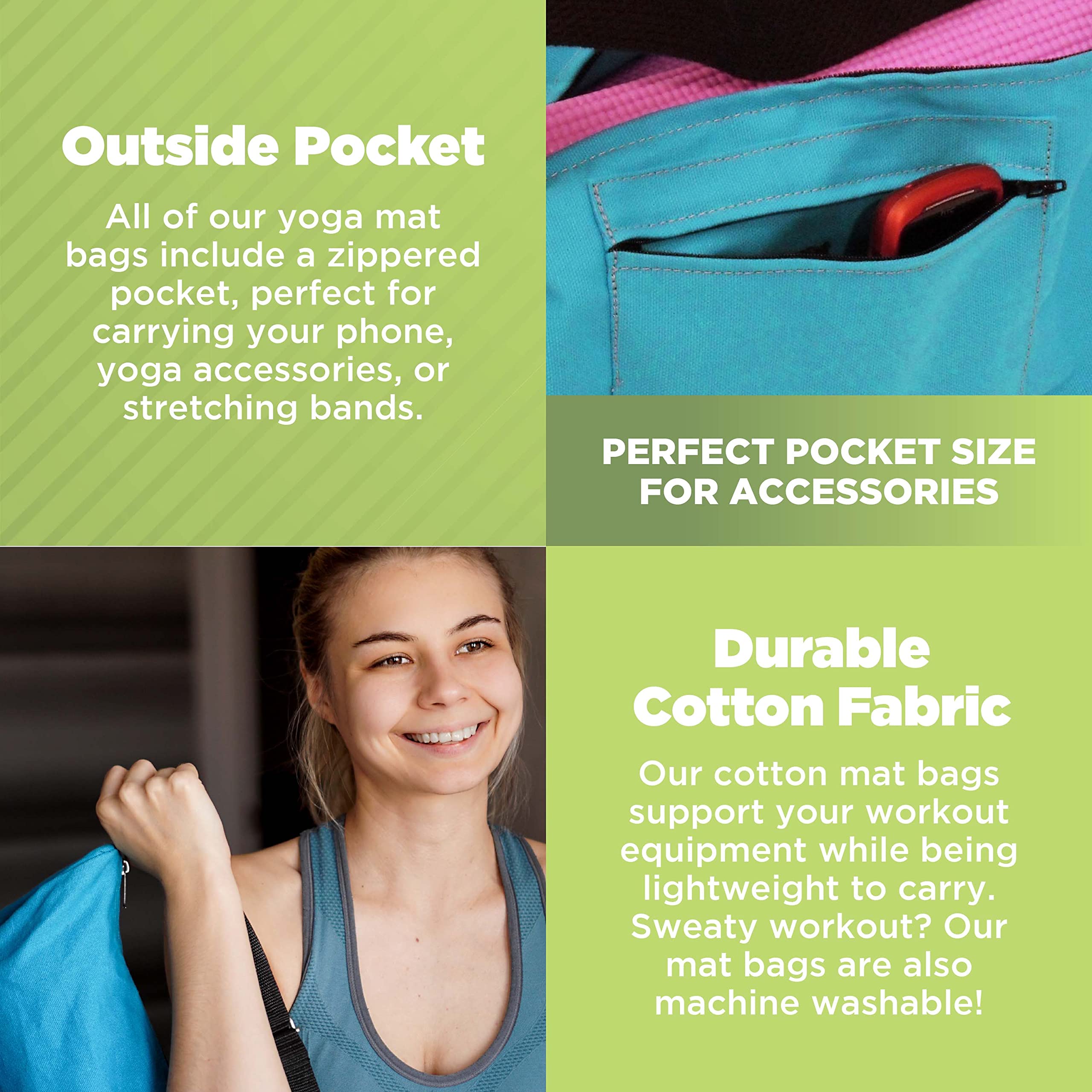 Yoga Mat Bag Extra Large Organic Cotton By Bean Products - Avocado