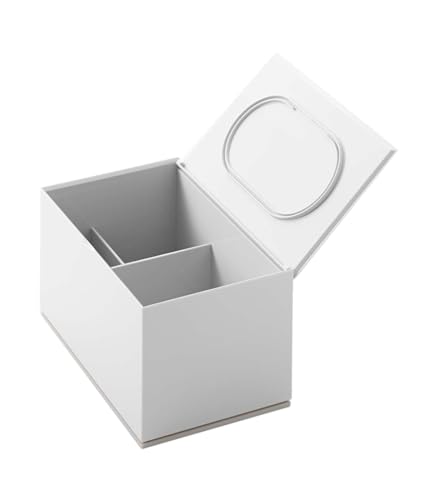 Yamazaki Home Veil Cotton Case - Large Bathroom Skincare Storage Container & Makeup Removal Organizer Bin with Lid - Abs Plastic