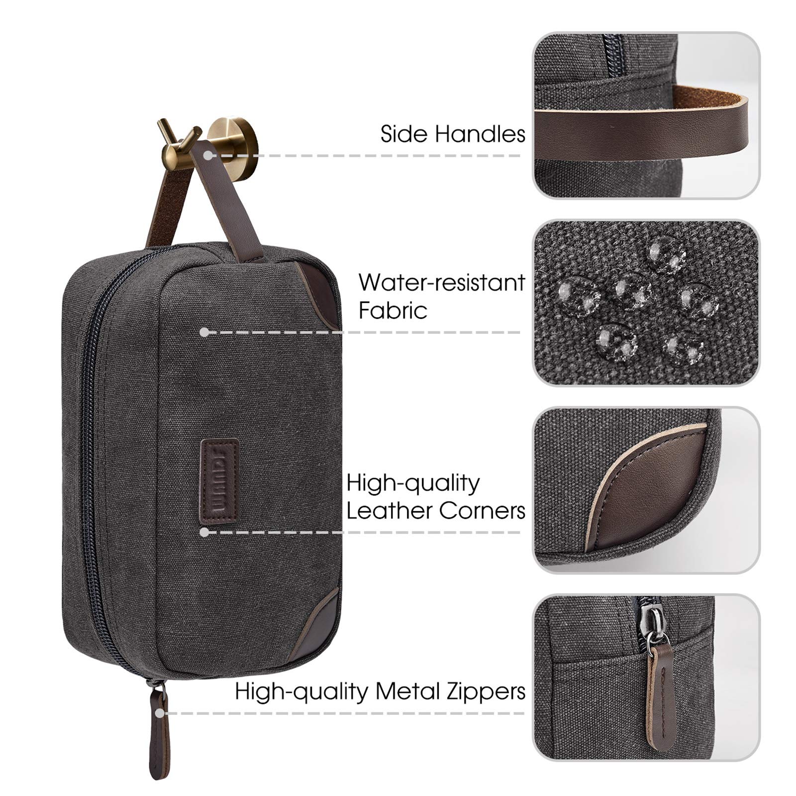 WANDF Toiletry Bag Small Nylon Dopp Kit Lightweight Shaving Bag for Kids Men and Women (Grey)