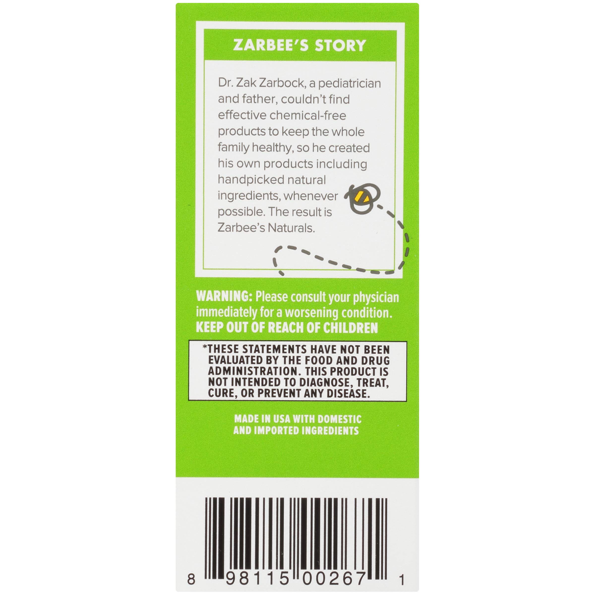 Zarbee's Naturals Baby Cough Syrup* + Mucus, Natural Grape Flavor, 2 Ounces