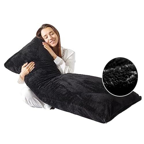 WhatsBedding Black Sherpa Body Pillow with Pillowcase, Full Body Pillows for Adults, Large Long Body Pillow Insert, Long Pillow for Bed, Machine Washable, 20 x 54 Inches