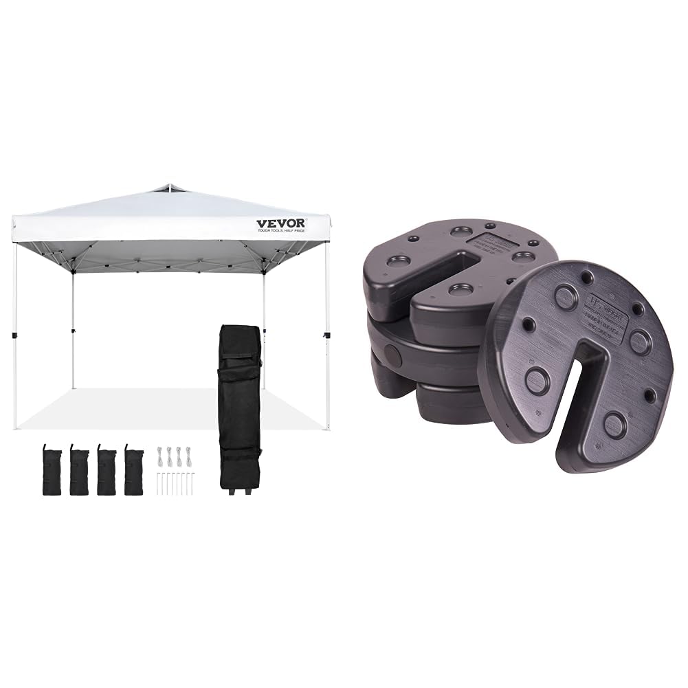 VEVOR 10 x 10 ft Pop Up Canopy Tent with US Weight Tailgater Canopy Weights Set