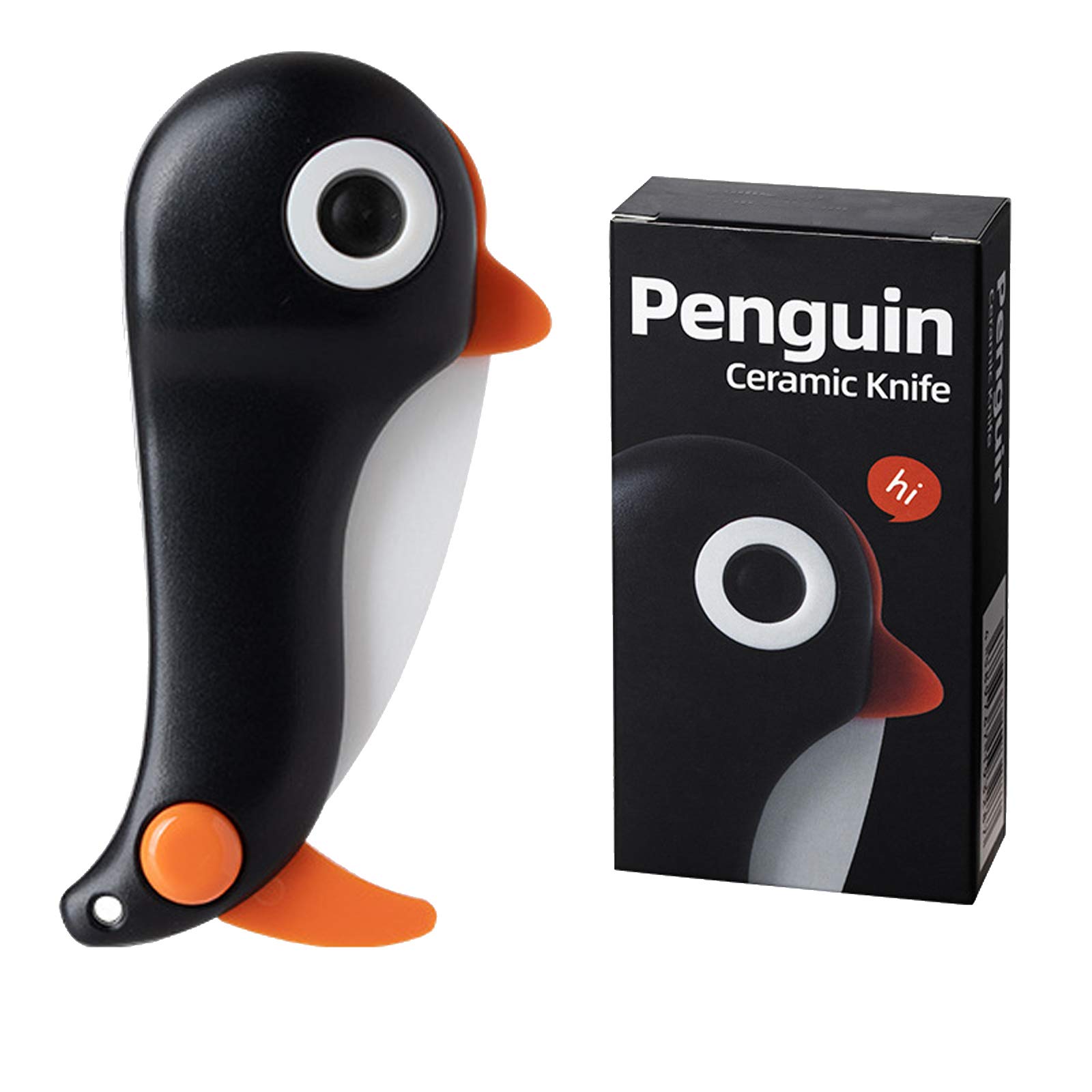 Yummiman Mini Ceramic Pocket Knife Portable Folding Travel Knives Unique Cute Penguin Gifts for Men Women (Blue)