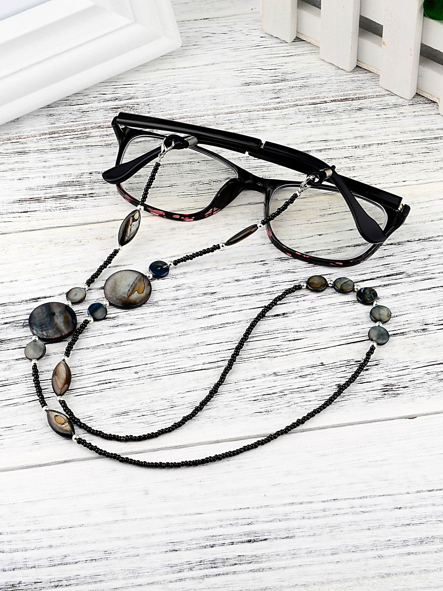 TOODOO 2 Pieces Glasses Chain for Women Beaded Eyeglass Straps Lanyards Sunglasses Holder Chain with 4 Pieces Silicone Loop (Color Set 1)