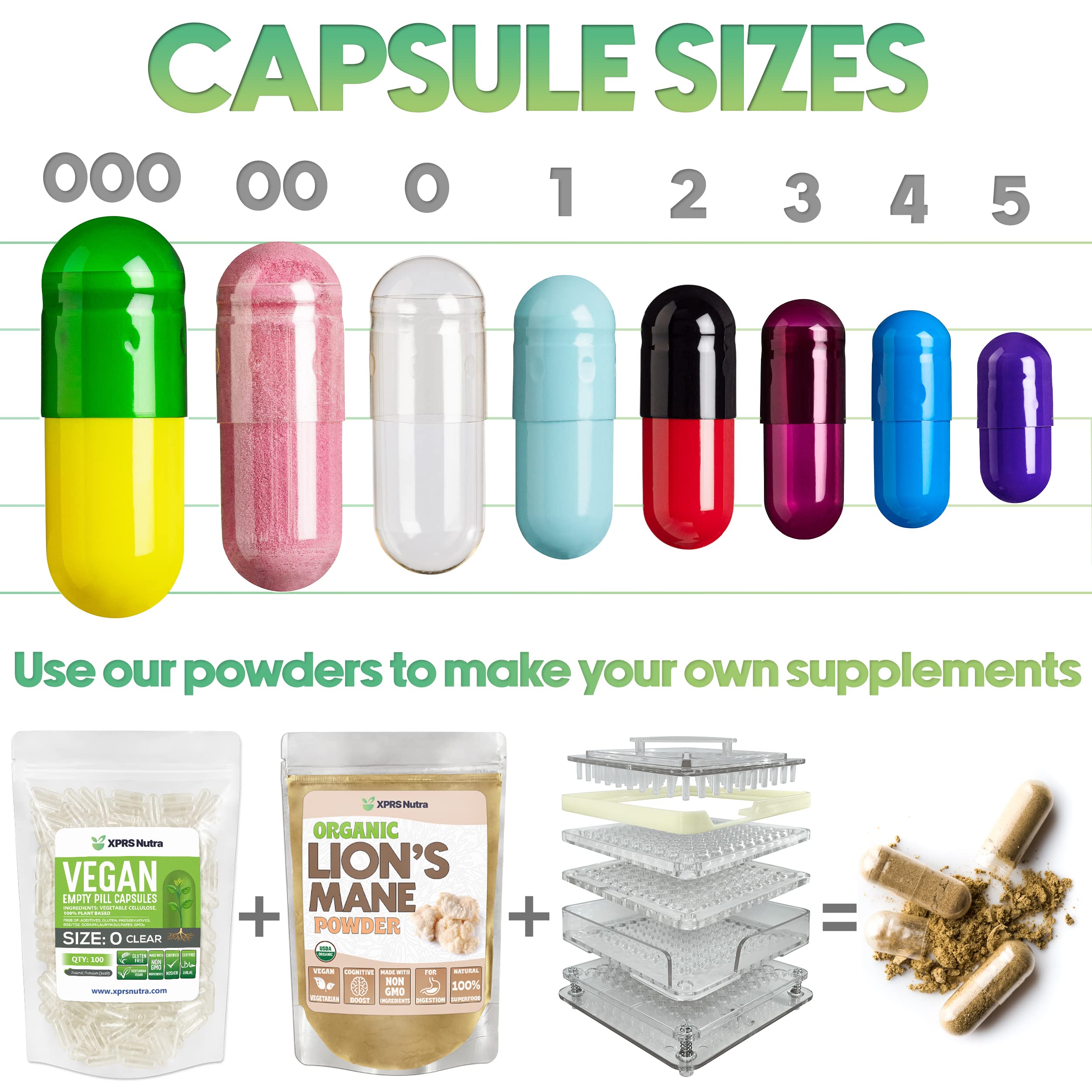 XPRS Nutra Size 3 Empty Capsules - 100 Count Empty Gelatin Capsules - Empty Pill Capsules - DIY Capsule Filling - Pure Bovine Pill Capsules Empty Gel Caps (Multi Color)