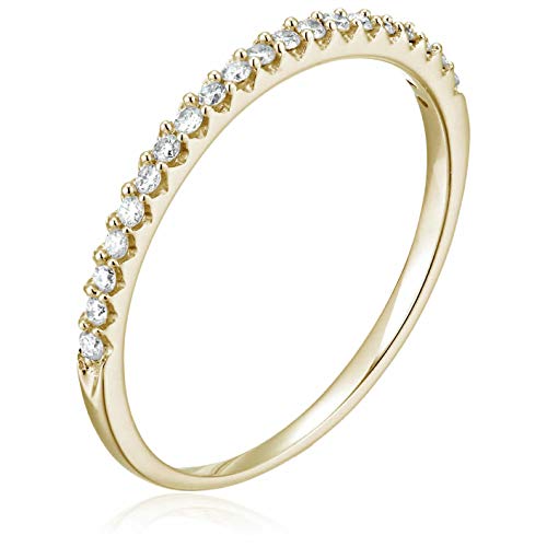 Vir Jewels 1/10 cttw Mircopave Petite Round Diamond Wedding Band for Women in 10K Yellow Gold Prong Set, Size 6.5