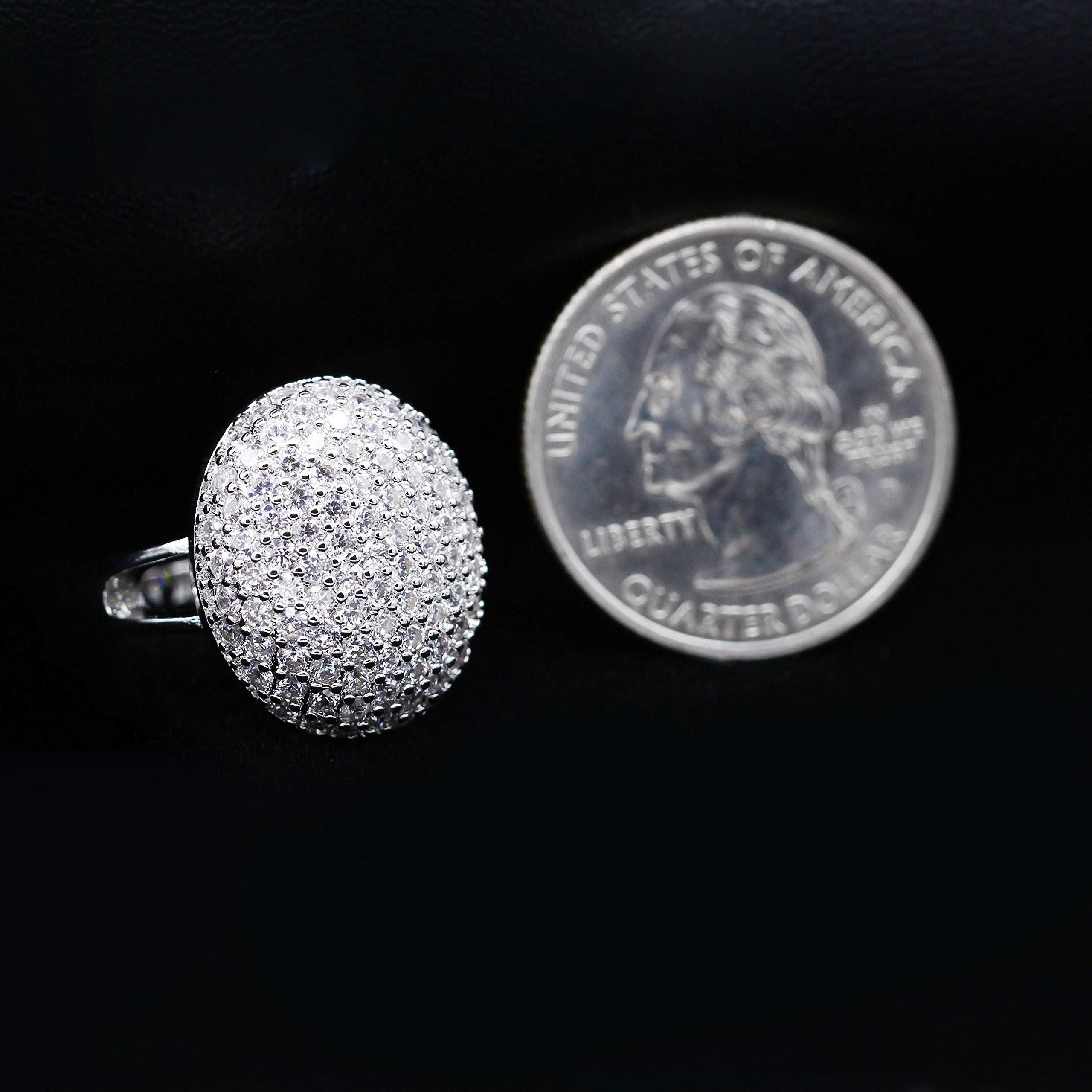Uloveido Disco Ball Party Mushroom Shape Rings Rhodium Plated CZ Stone, Silver Color Engagement Wedding Band Ring for Women (Size 6) PJ4297