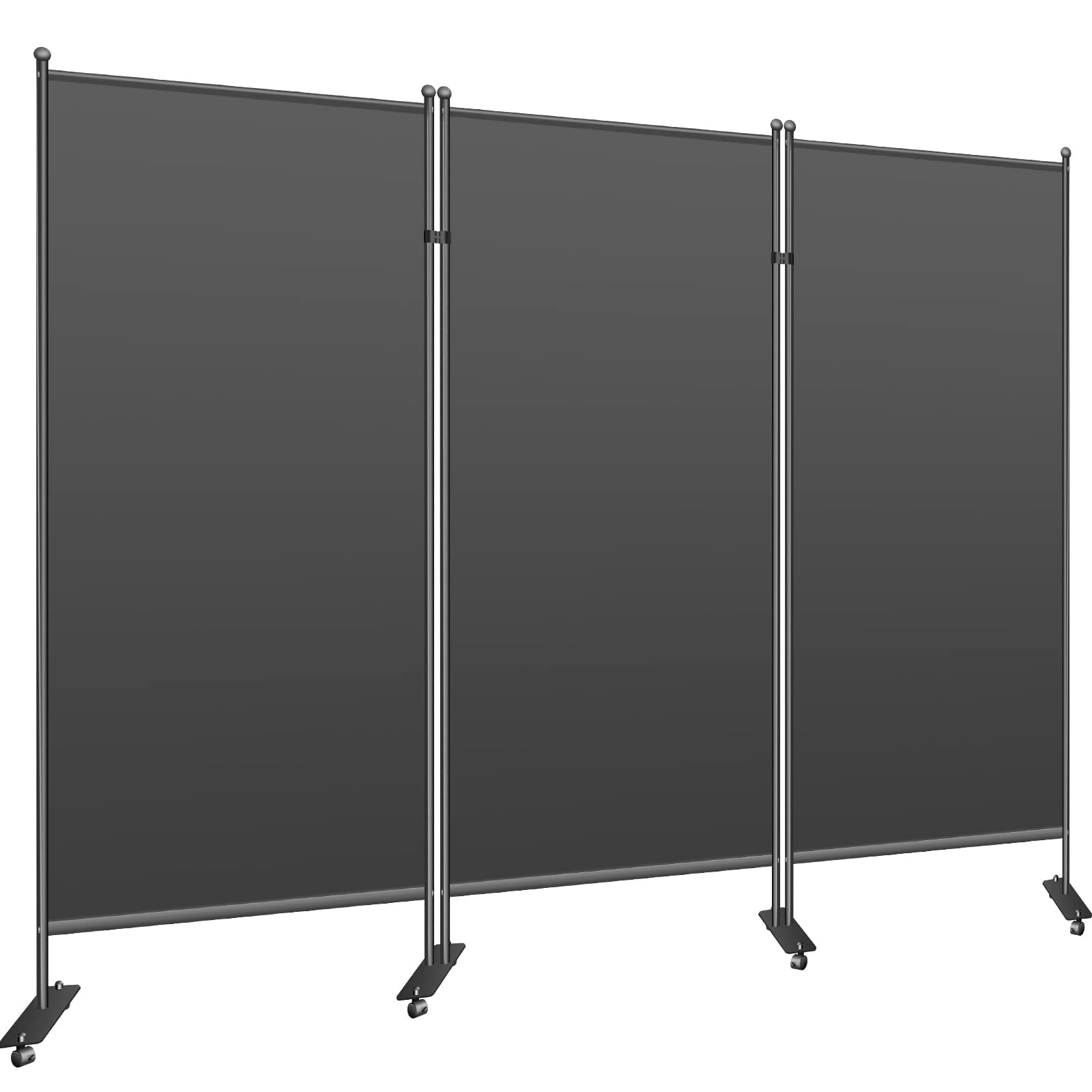 VEVOR Room Divider 6ft, Room Divider Wall 3 Panels, Partition Room Dividers 89"x73", Folding Room Divider, Panel Room Divider, Folding Privacy Screen with Wheels (Black) for Home, Dorm, Office