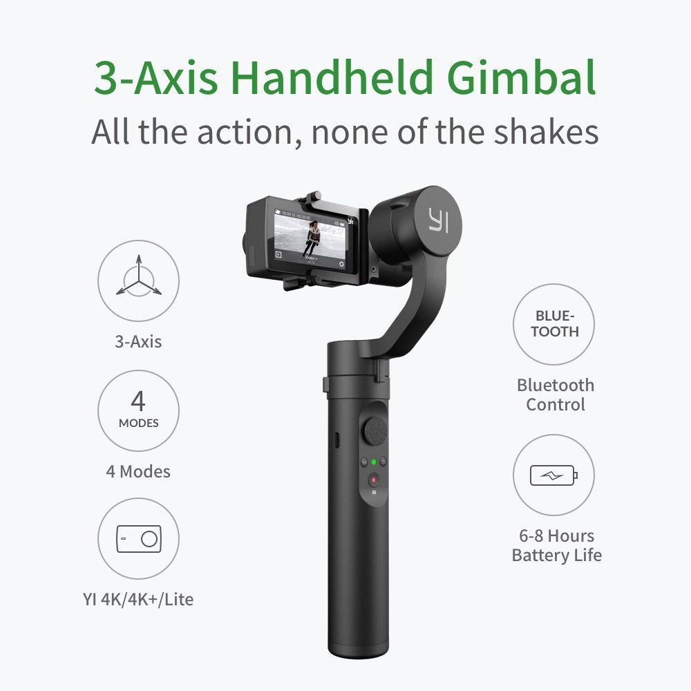YI Action Gimbal stabilizer 4K, 4K+, and Lite Action Camera, Universal (98005)