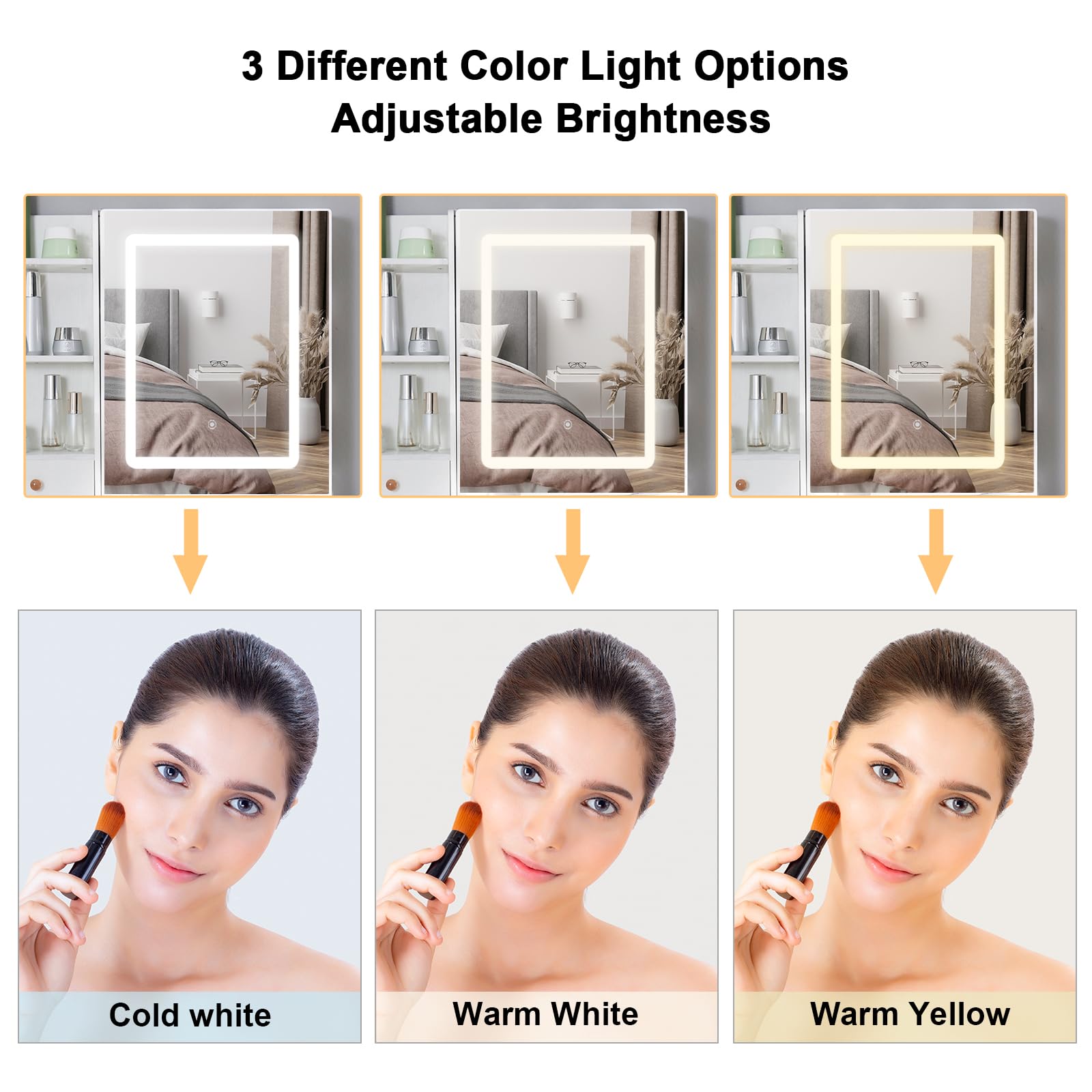 White Vanity Desk with Mirror and Lights, Vanity Table with LED Lighted Mirror, 6 Drawers Large Makeup Table with Lots Storage, Bedroom Sets Vanity Mirror with Lights Desk and Chair