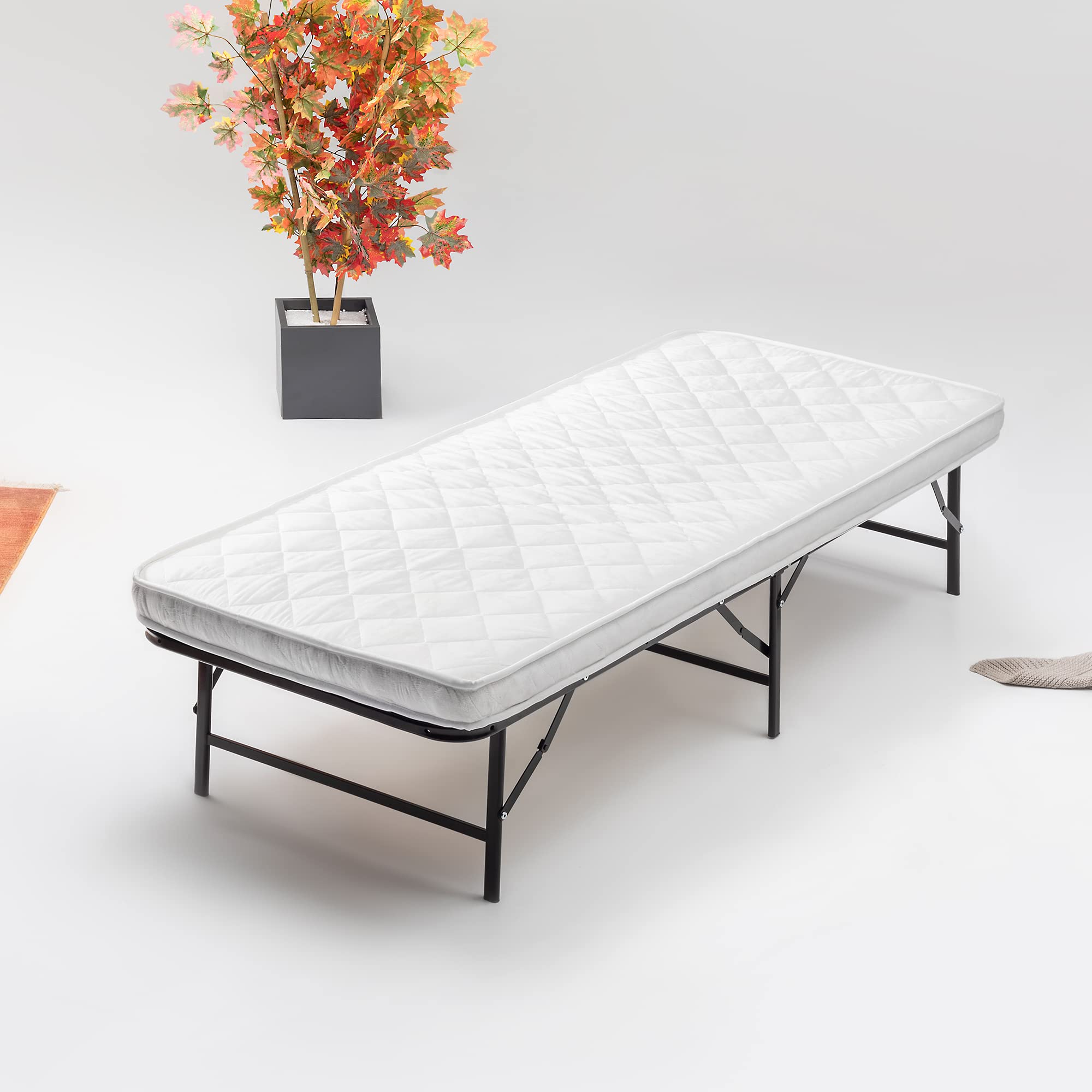 Zutan, 14-Inch Foldable Metal Platform Bed Frame with Tool Free Setup, Sturdy Steel, No Box Spring Needed, King, Black.