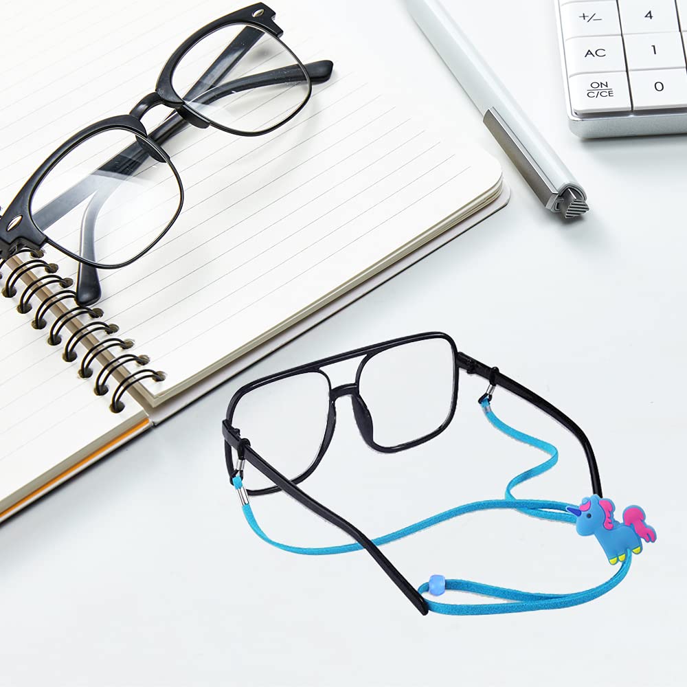 ZXSWEET 8PCS Kids Glasses Strap Unicorn Rainbow Adjuster Stretchy Eyeglass Strap for Girls Boys