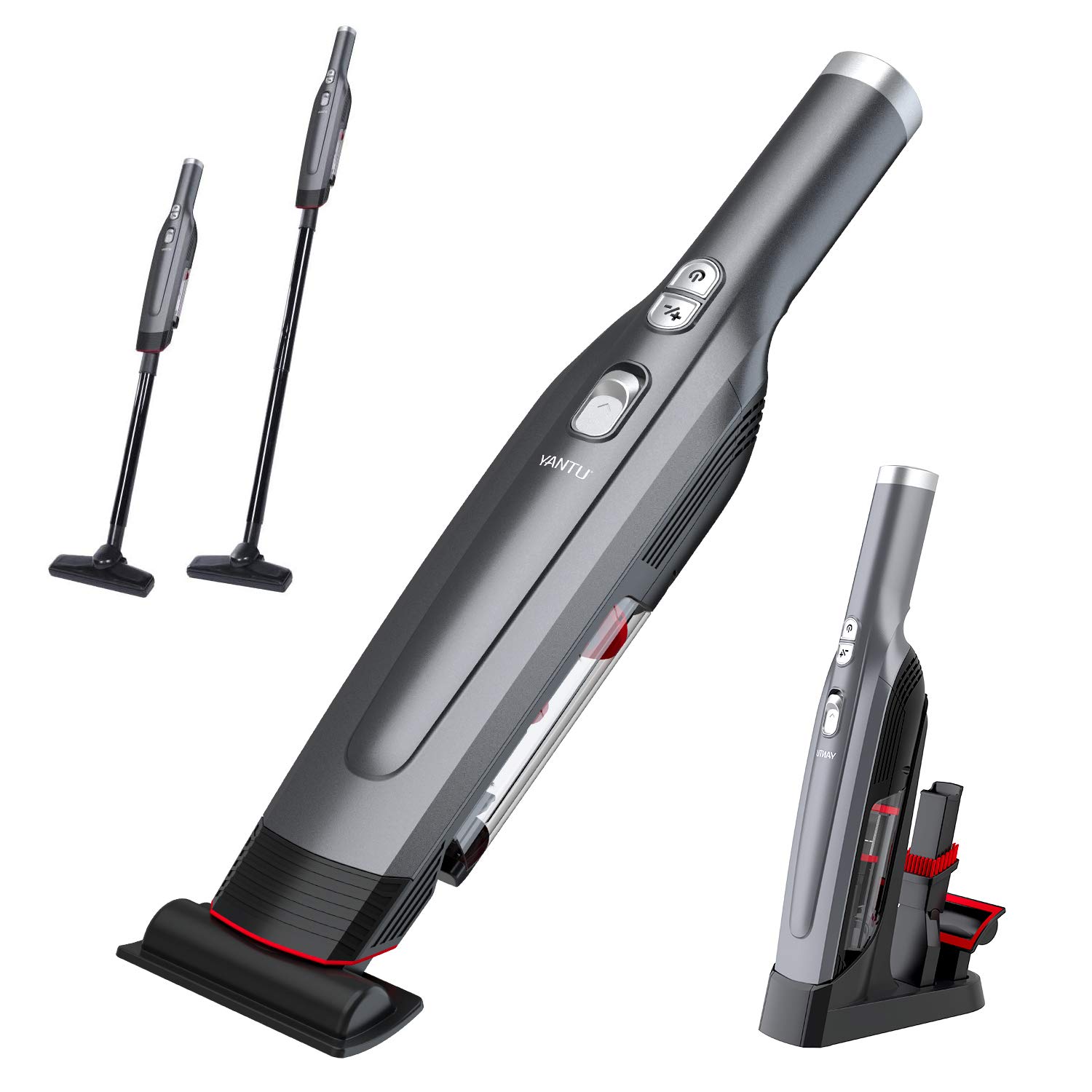 YANTU Handheld Vacuum Cleaner, Cordless Vacuum Cleaner with 14kpa Powerful Suction, Hand Vacuum, brushless Motor,Multi Brushes, Charging Dock for Home & Car use
