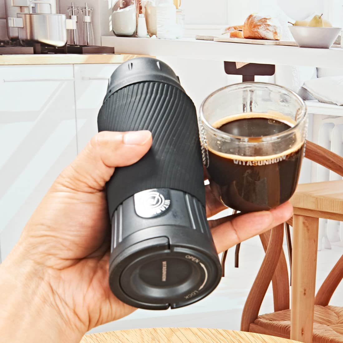 vitasunhow Portable Espresso Machine, Unique Pressure Regulator Empowers Hand Coffee Maker,Perfect for Travel, Camping, Office, Home