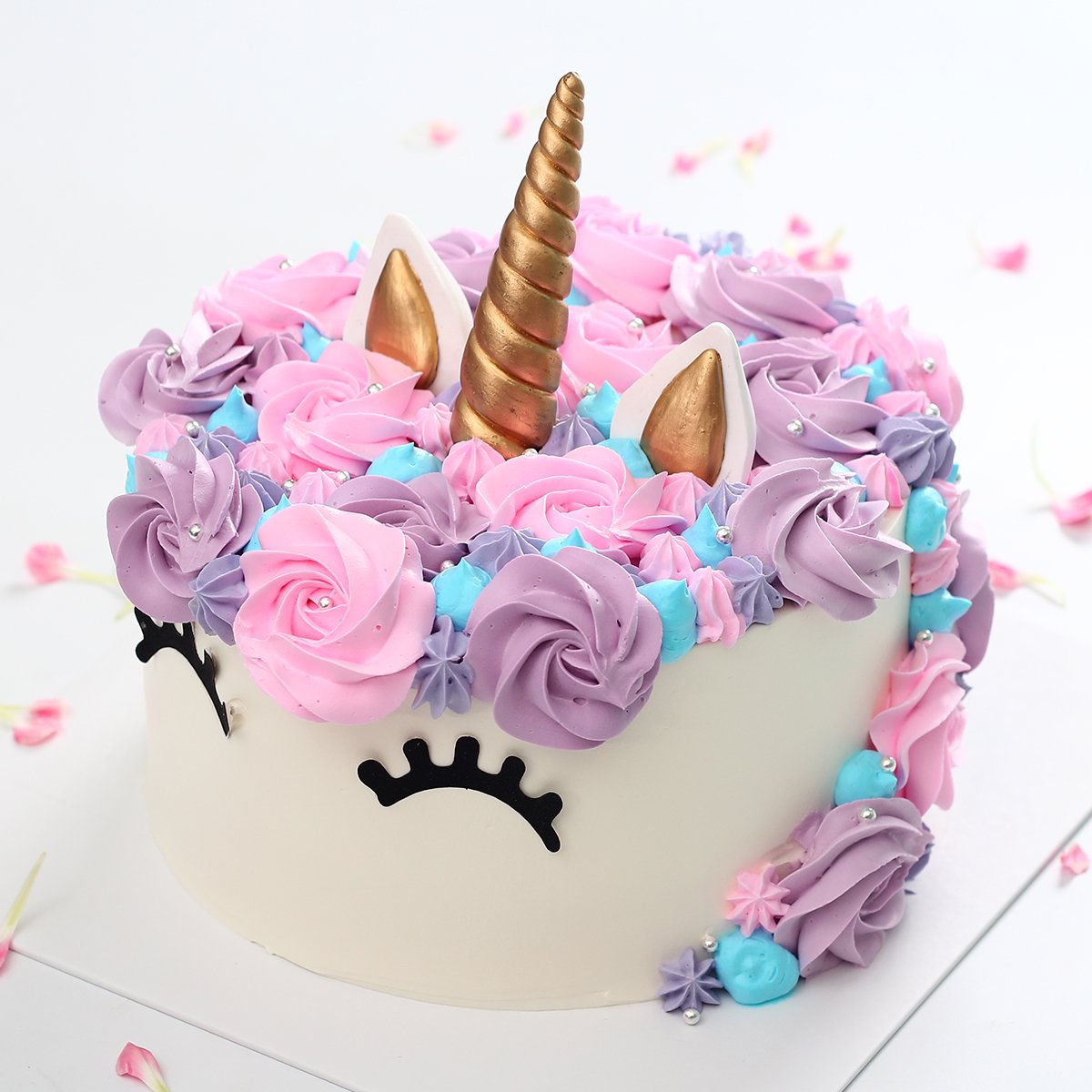 Yashell Topper, Reusable Gold Horn,Ears and Eyelashes Cake Value Set for Unicorn Party Decoration for Baby Shower,Weddin