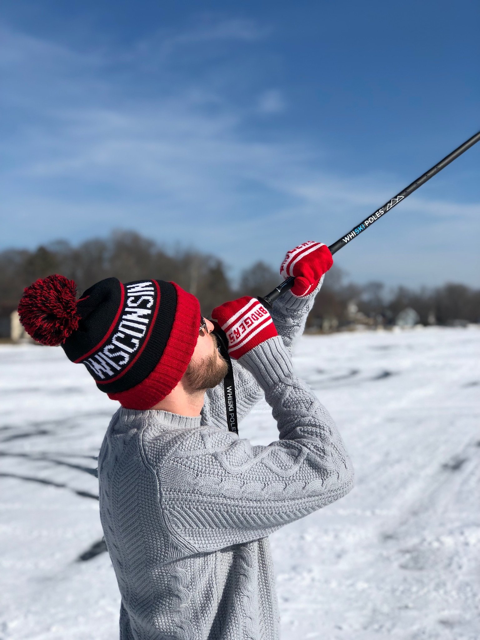 WhiSki Poles Original Best Gift for Skiers - SKI Pole FLASKS Holding 16 oz + Free Collapsible Funnel + Stickers