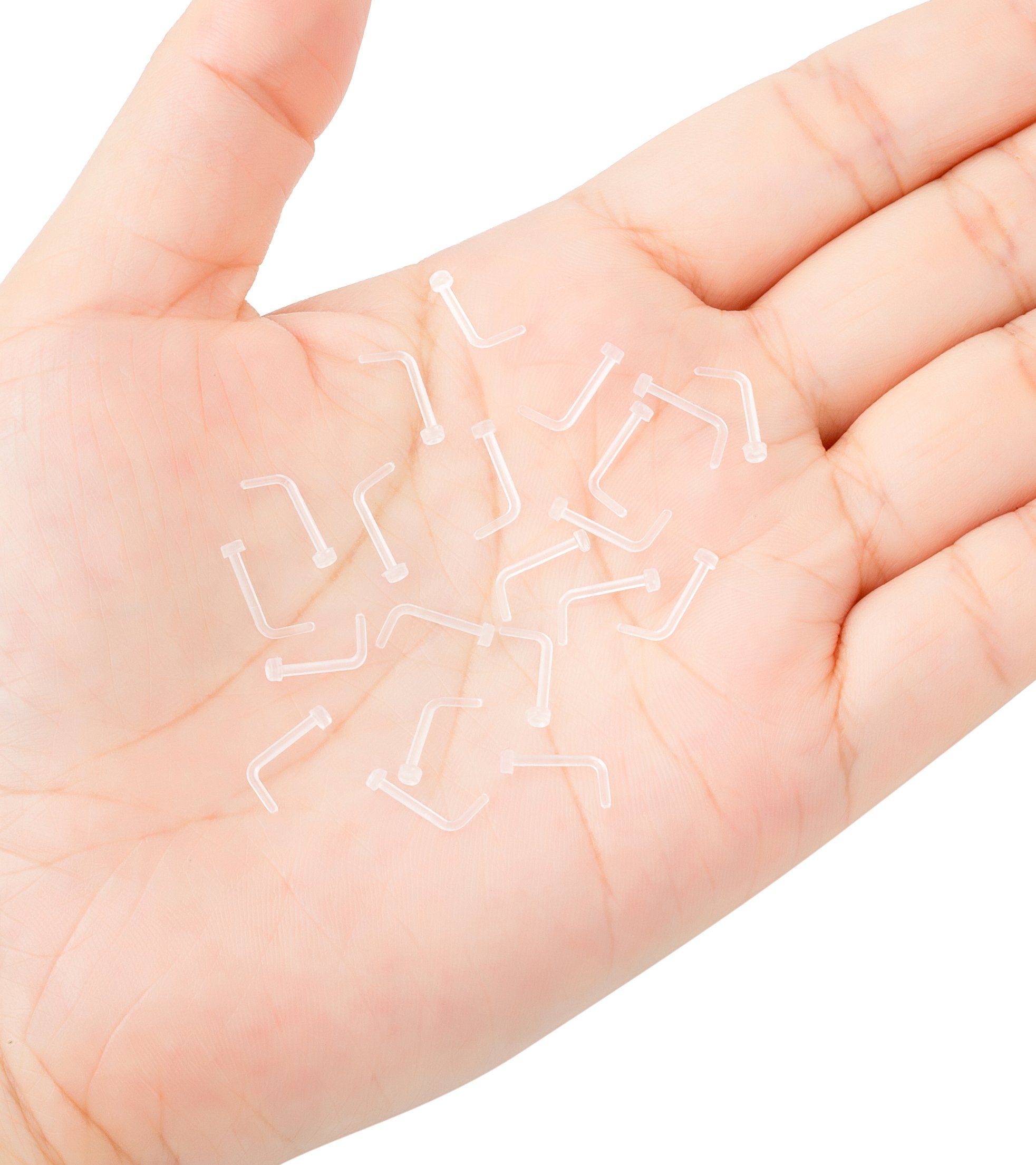 YOVORO 20PCS 20G Bioflex Clear Nose Rings Stud 2MM Nose Retainer Body Piercing Jewelry Q