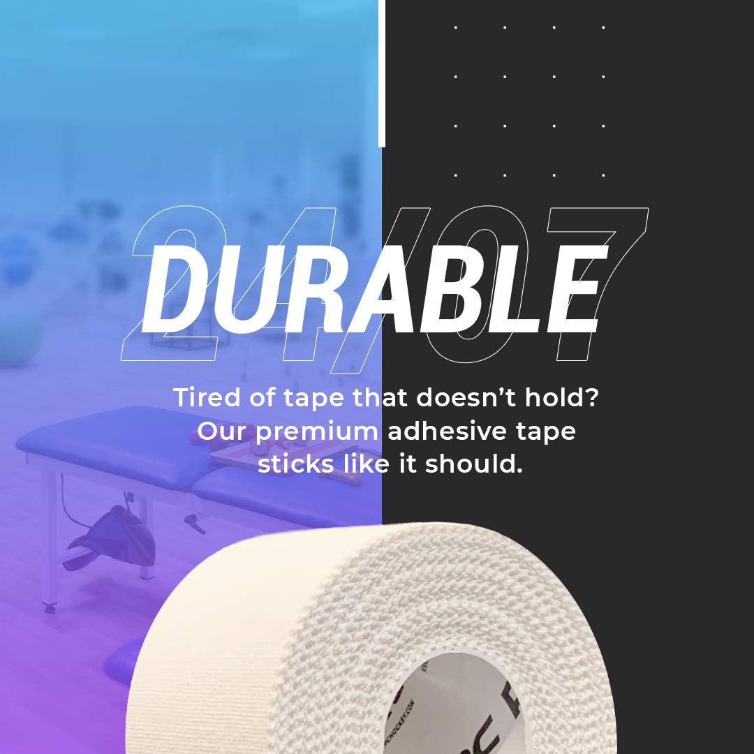 White Athletic Sports Tape, Extra Strong and Easy to Tear. Best for Athletes and Trainers.