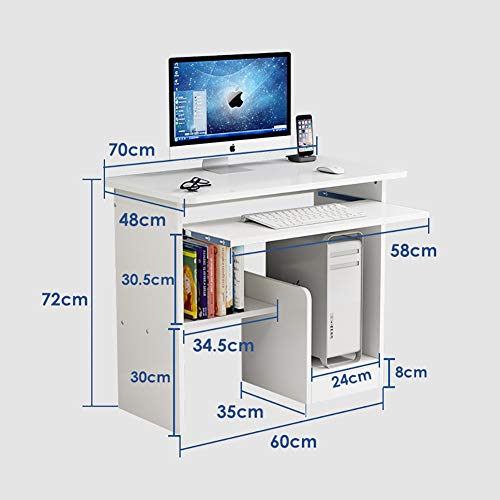 ZZenSmot Modern Simple Wooden Multi-Functional Computer Desk with Keyboard Tray for Work Desk Writing Desk Home Office Easy to Assemble-B L27.5 * 18.8*h28.3inch
