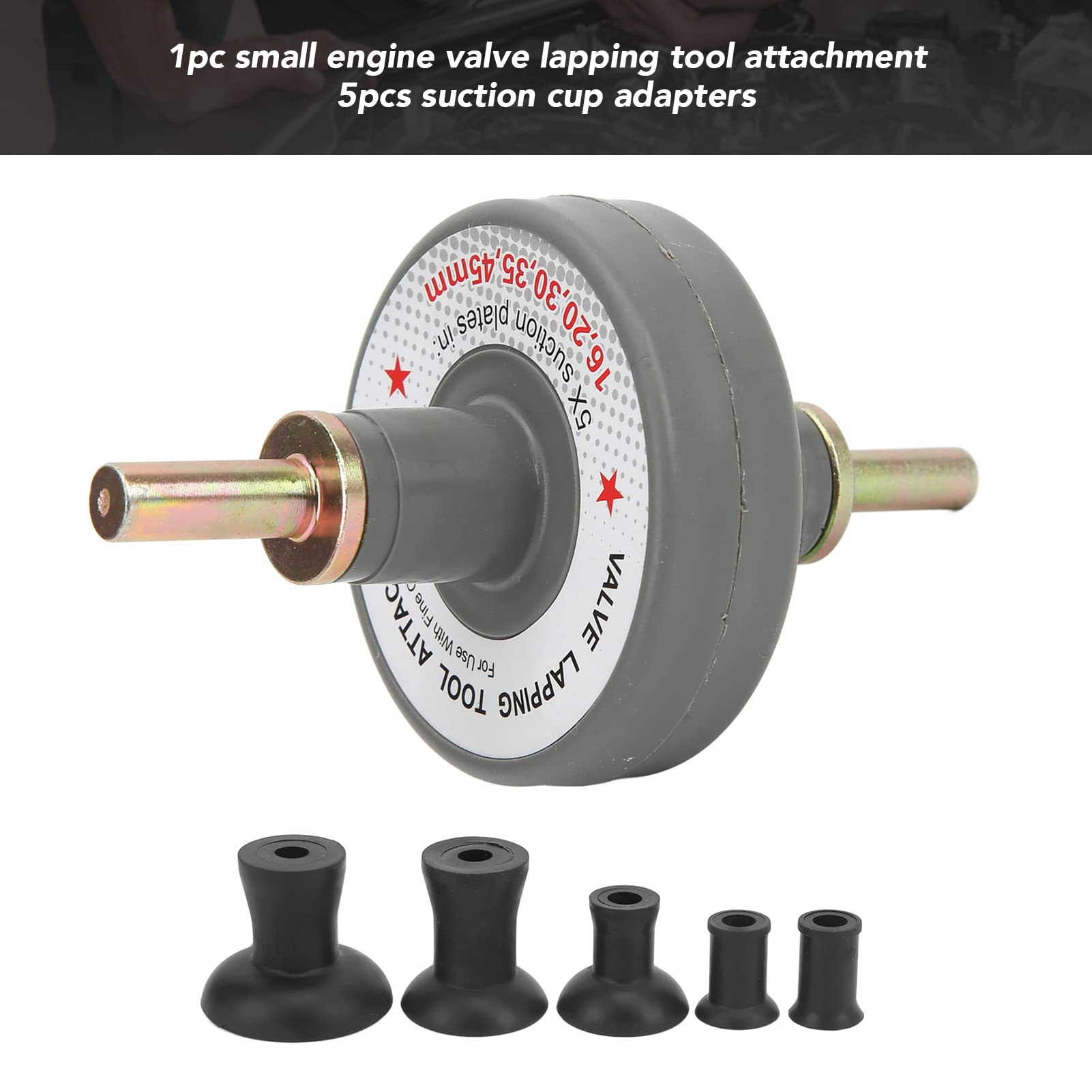 Valve Lapping Tool Kit, Engine Valve Lapper Kit with 5 Suction Plates, 1000rpm To 1250rpm Universal Valve Lapping Attachment Tool for Automotive Motorcycle ATV Small Engine Valves