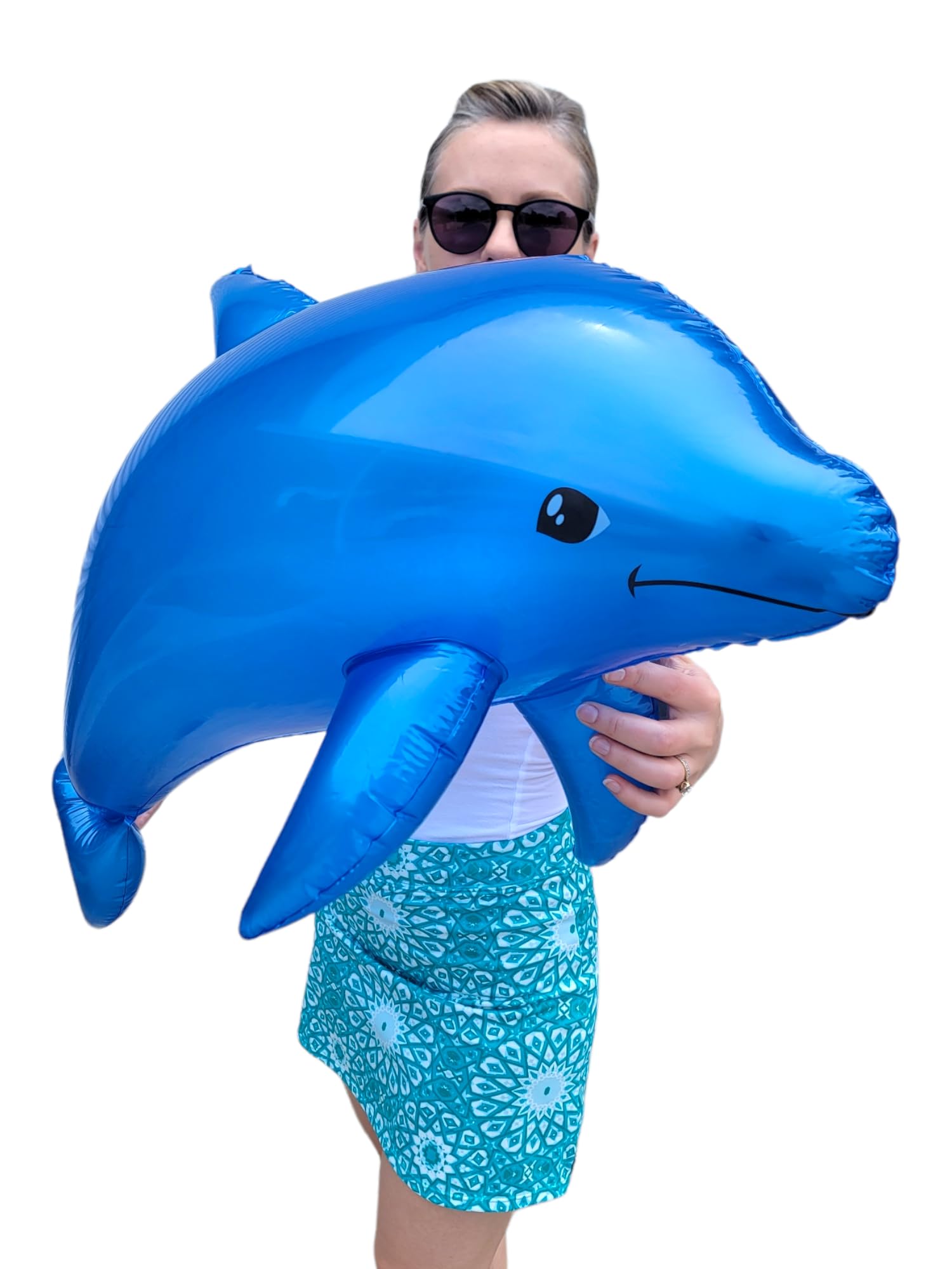 Zugar Land Huge 40'' Blue - 1 Pack Pearlized Dolphin INFLATE Inflatable Pool Toy Beach Poolside Aquatic Themed Decor Birthday Party Buffet Table Decoration (1 Pack), Pink or Blue