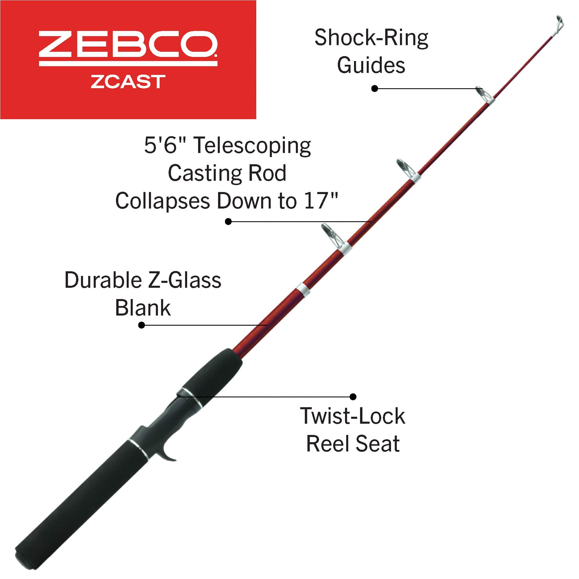 Zebco Zcast 6' 2Piece Medium-Action Rod Casting