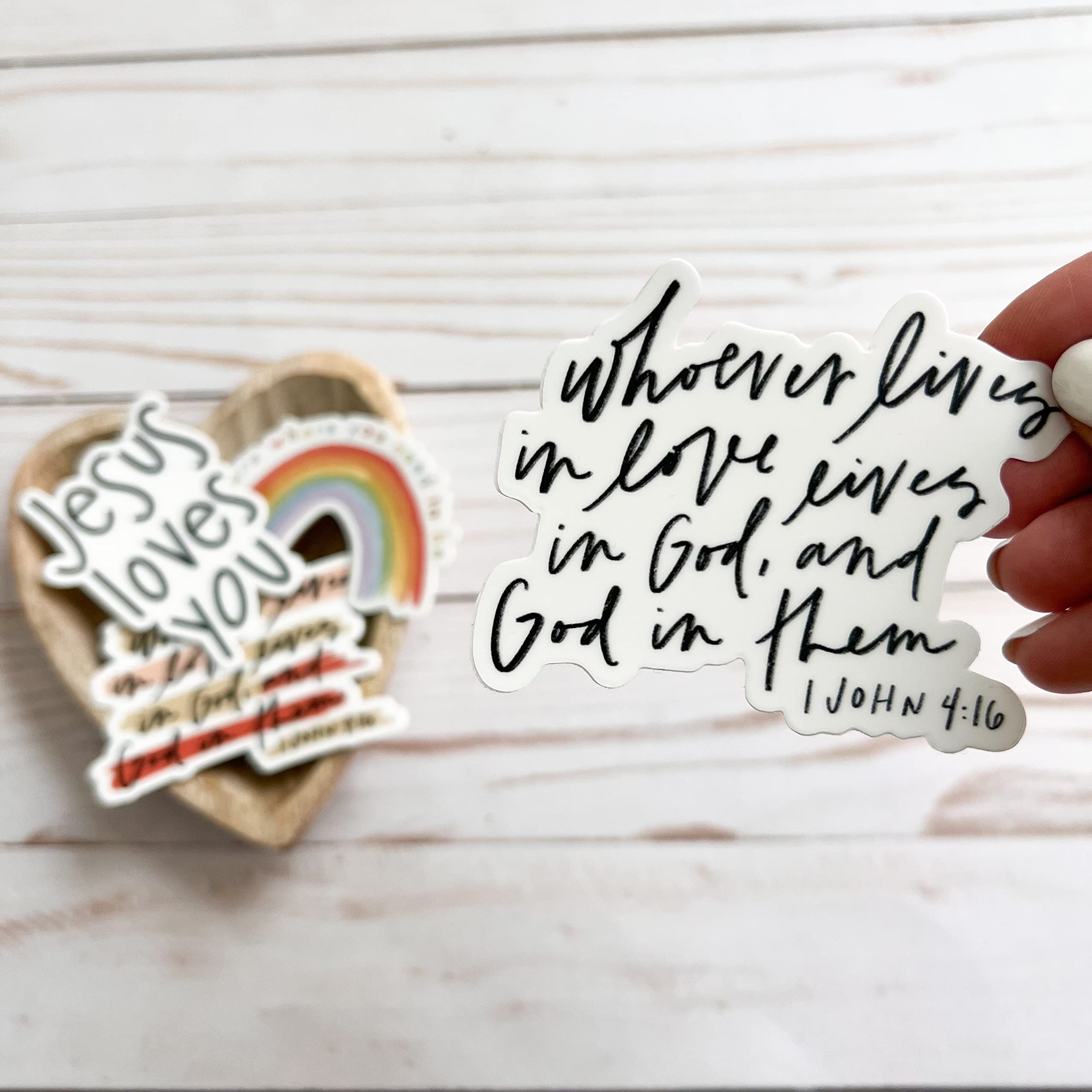 Swaygirls Religious stickers | Christian quote stickers | Faith decals | 1 John 4:16 sticker (Black & White)