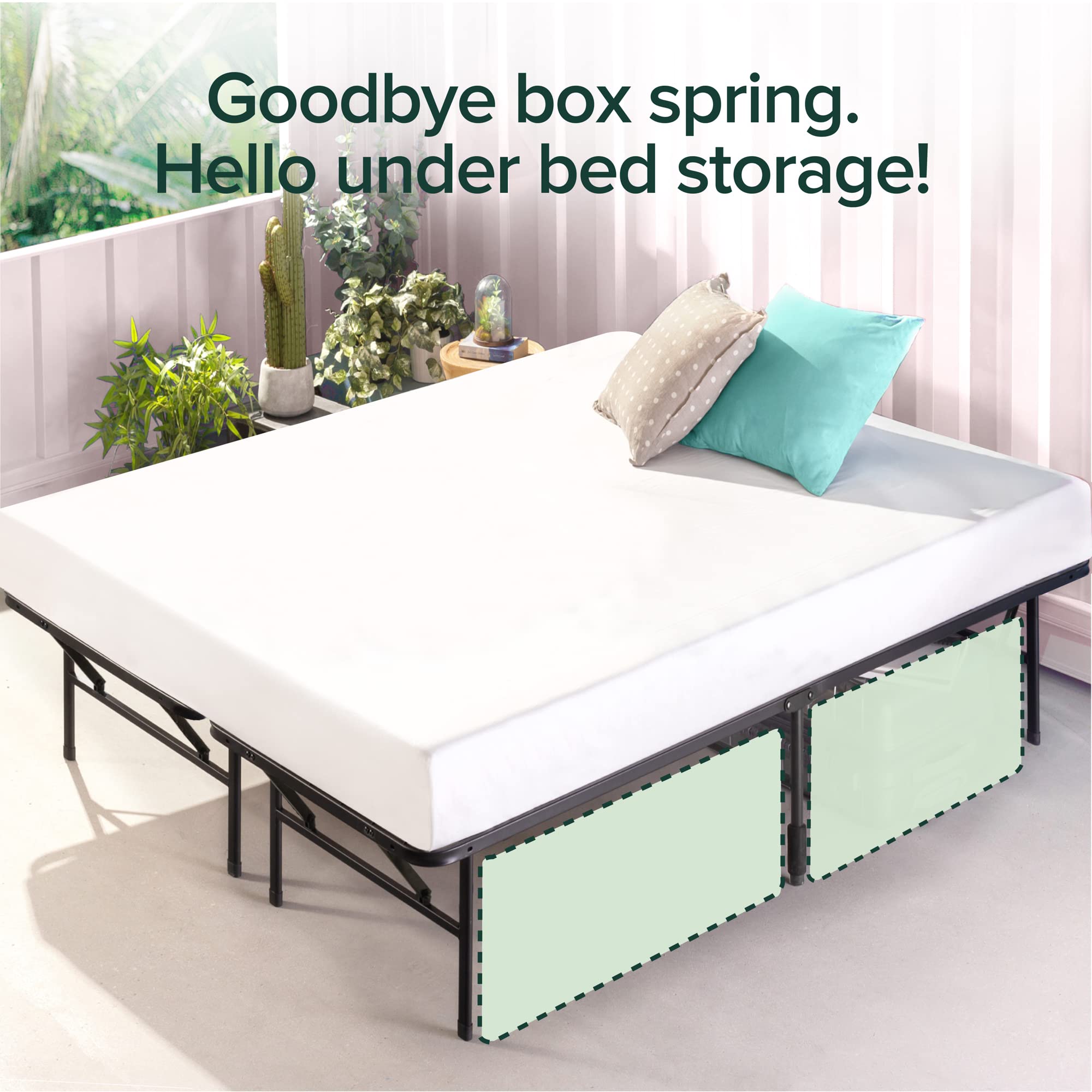 ZINUS 12 Inch Foam and Spring Mattress and SmartBase Metal Mattress Foundation Set / Bed and Mattress Set / No Box Spring Needed / Mattress in a Box, King