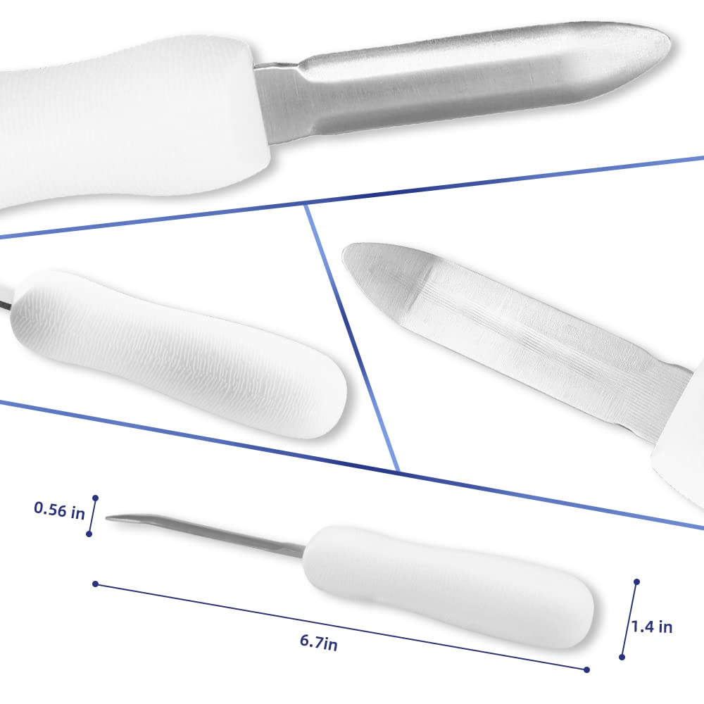 WENDOM Oyster Knife White Oyster Shucker with Anti-slip Handle New Haven Style for Working Stainless Steel Oyster Shucking Knife 12Pack