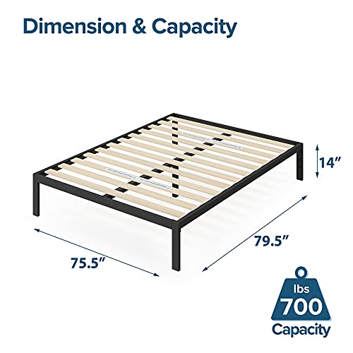 ZINUS Mia Metal Platform Bed Frame / Wood Slat Support / No Box Spring Needed / Easy Assembly, Black, King