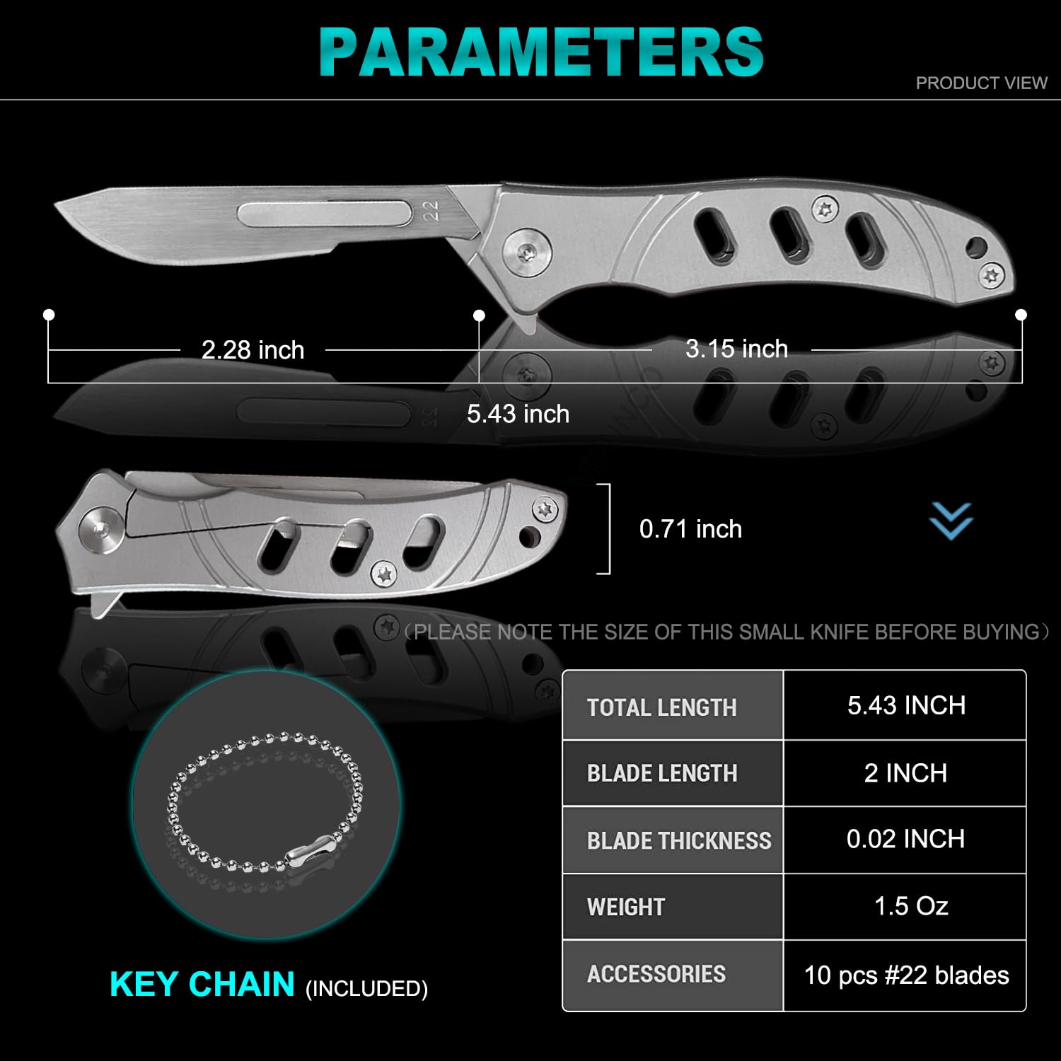 VIFUNCO Folding Scalpel Knife, Pocket Knife for Men, Small Keychain Knife, Razor Knives with 10pcs #22 Replaceable Blades, EDC Utility knife, Surgical Knives for Outdoor Skinning